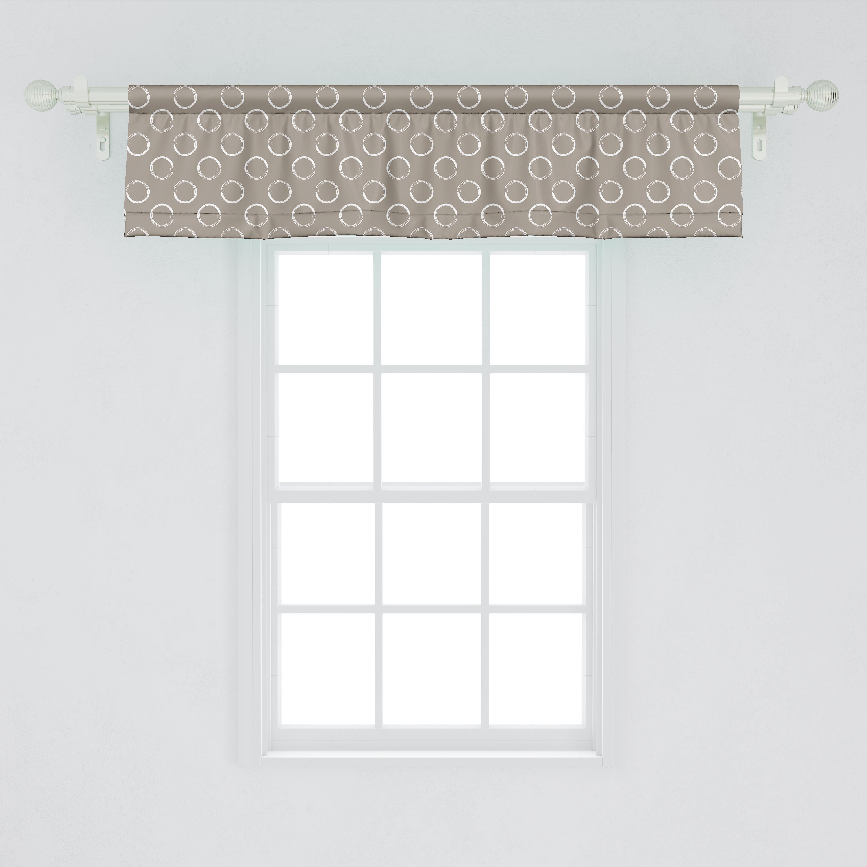 Ambesonne Taupe Valance Pack of 2 Ring Shapes Grungy Art 54" Taupe ...