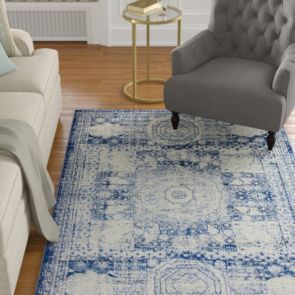 Lark Manor Rizo Pat Oriental Navy Blue Area Rug & Reviews | Wayfair