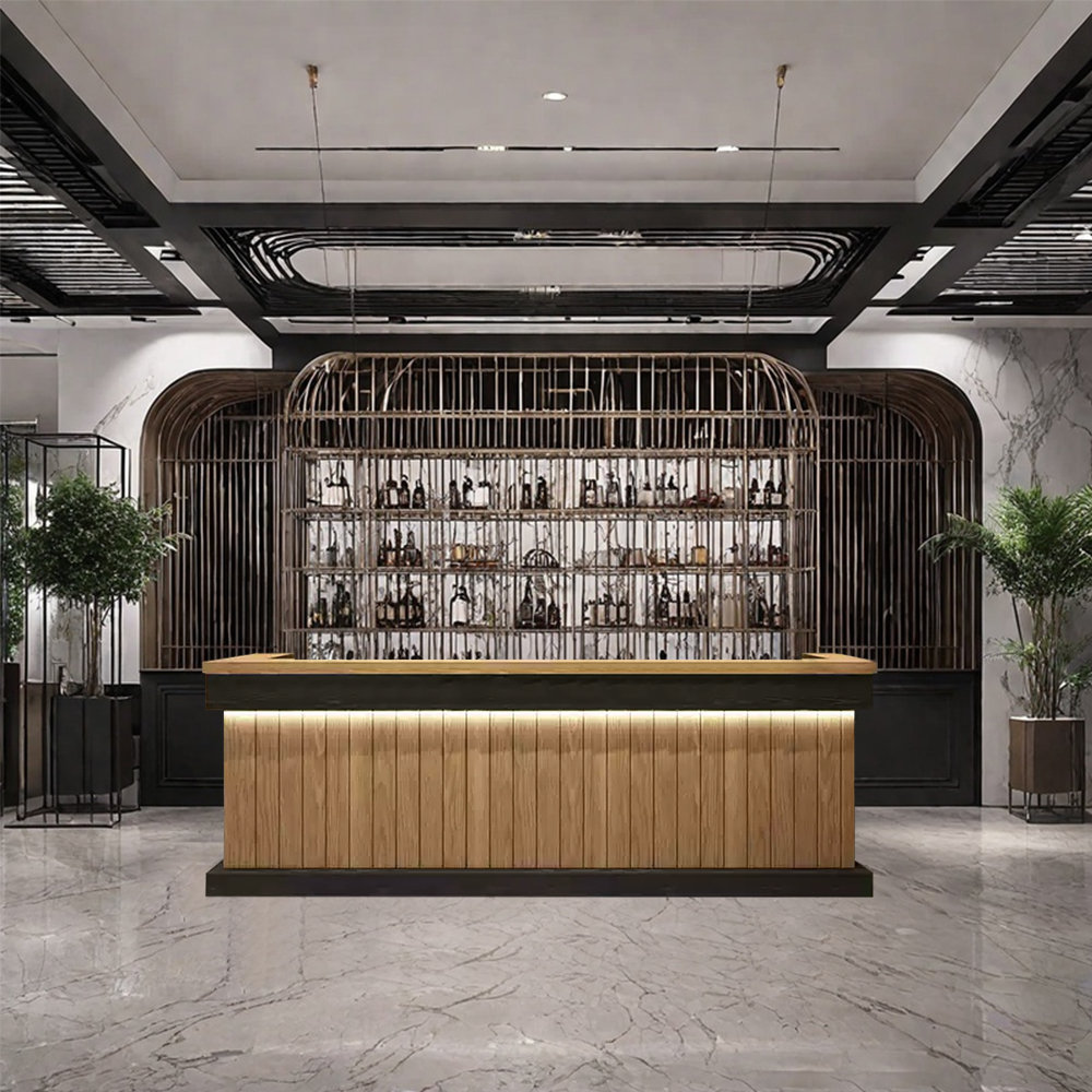 Wrought Studio Vintage Bar Counter with Upper and Lower Surfaces, Wine ...