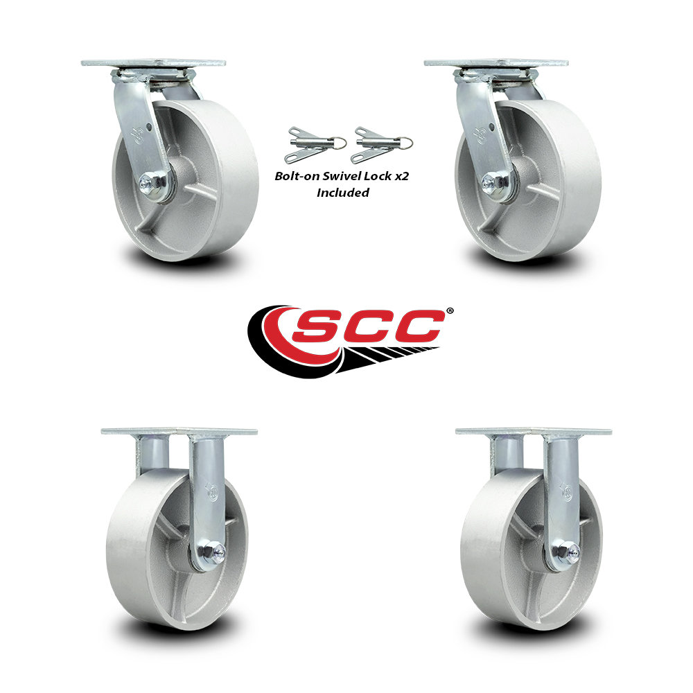 Service Caster 6 Inch Semi Steel Caster Set with Roller Bearings 2 ...