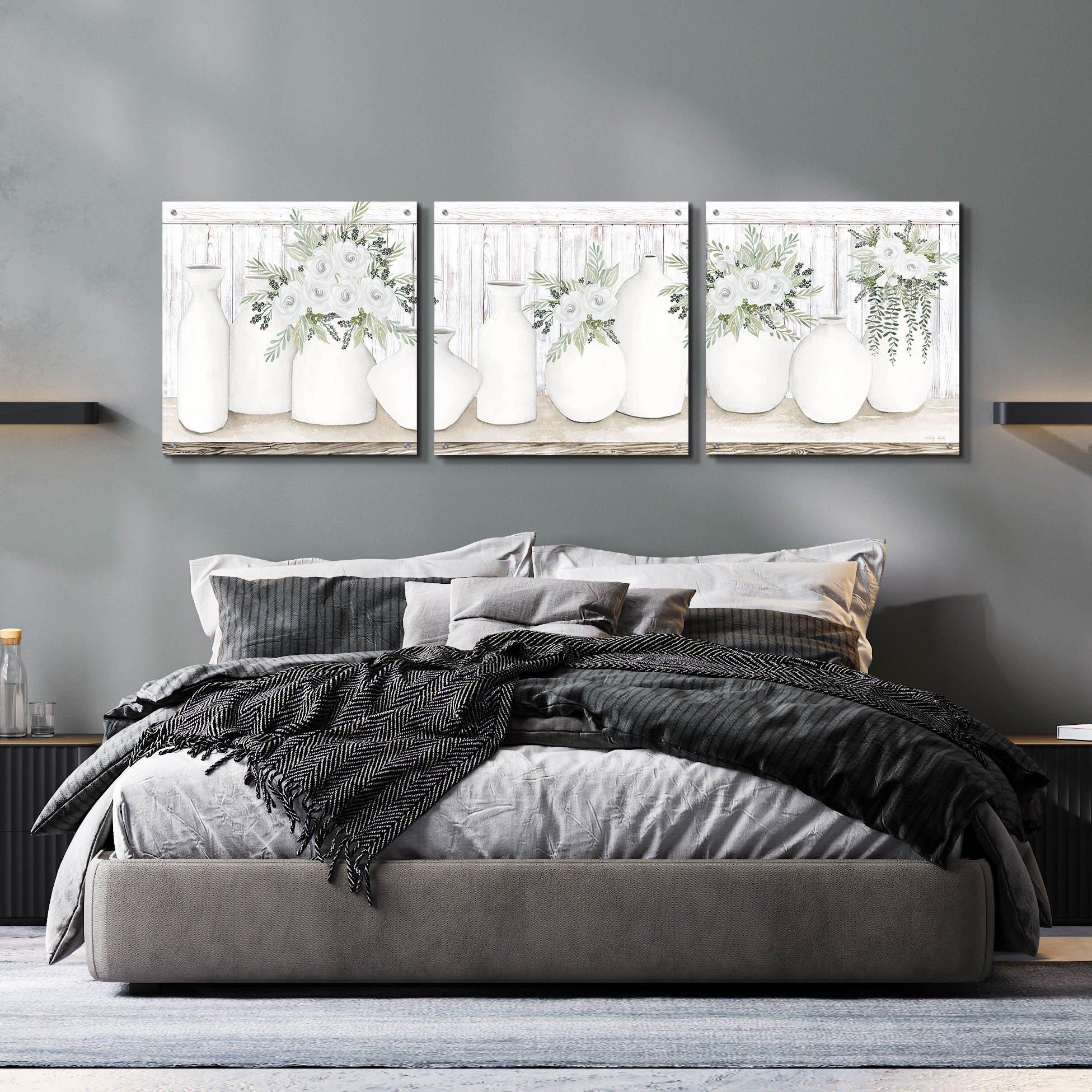 Epic Art 'White Simplicity' By Cindy Jacobs, Acryl " White Simplicity ...