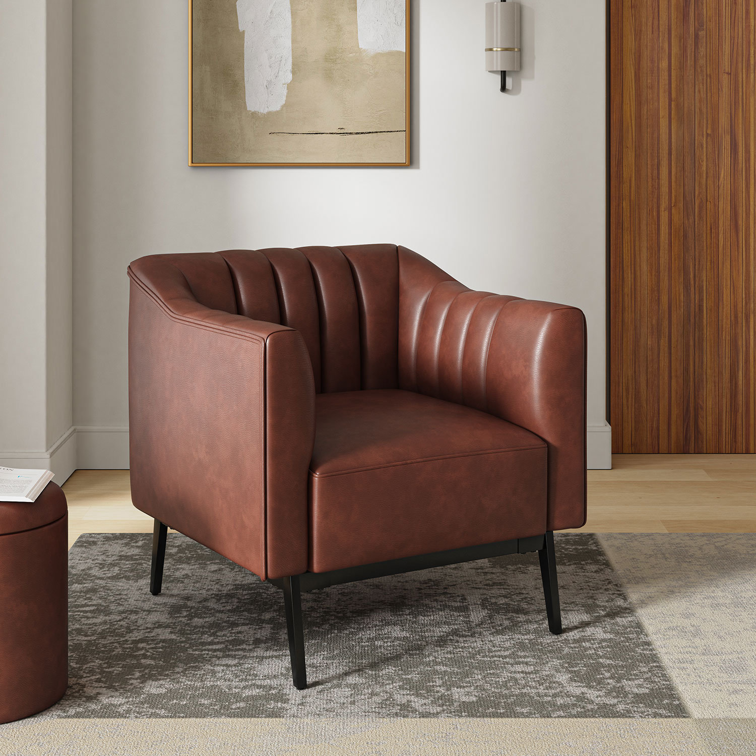 Wade Logan Byanka Industry 30" Wide Faux Leather Chair with Channel ...