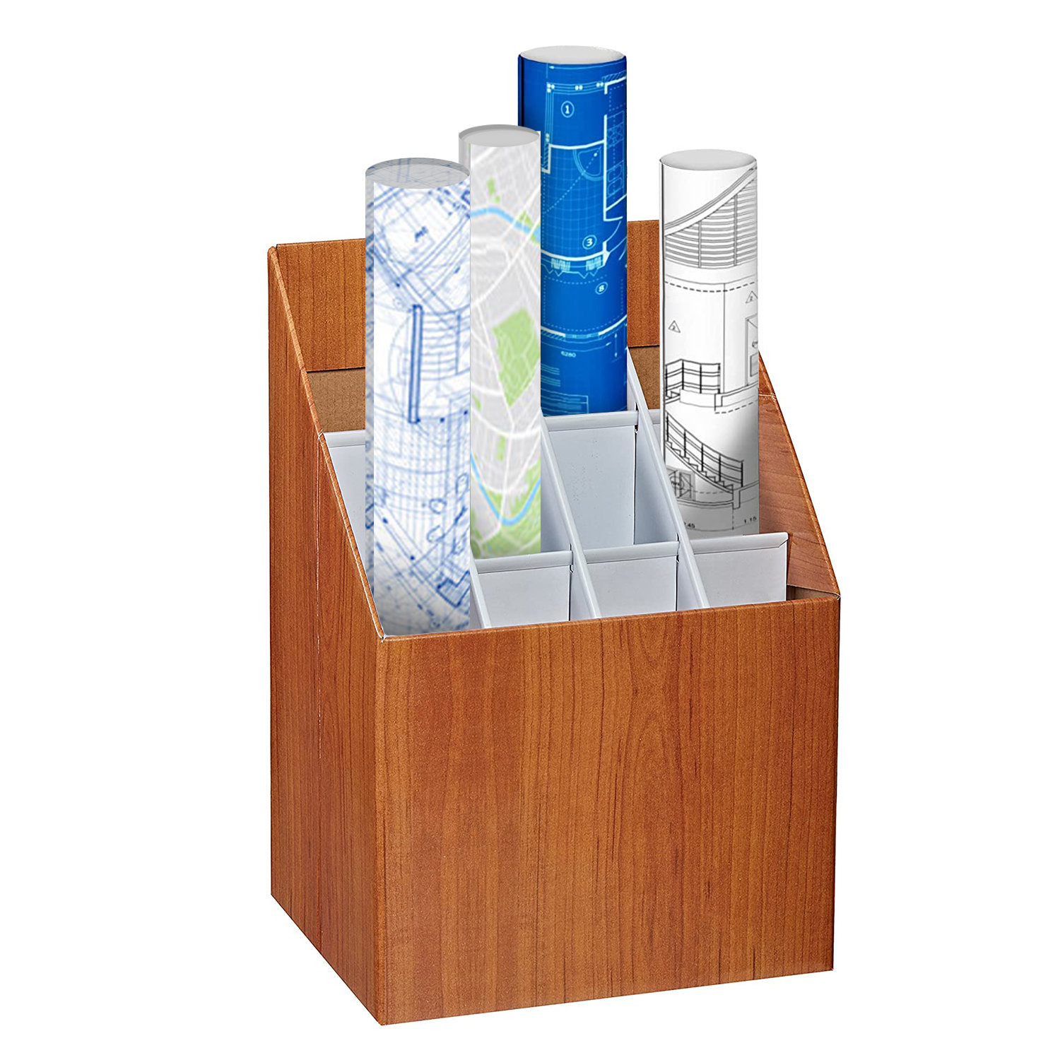 AdirOffice 12-Slot Upright Blueprint Map Roll File Corrugated Storage ...