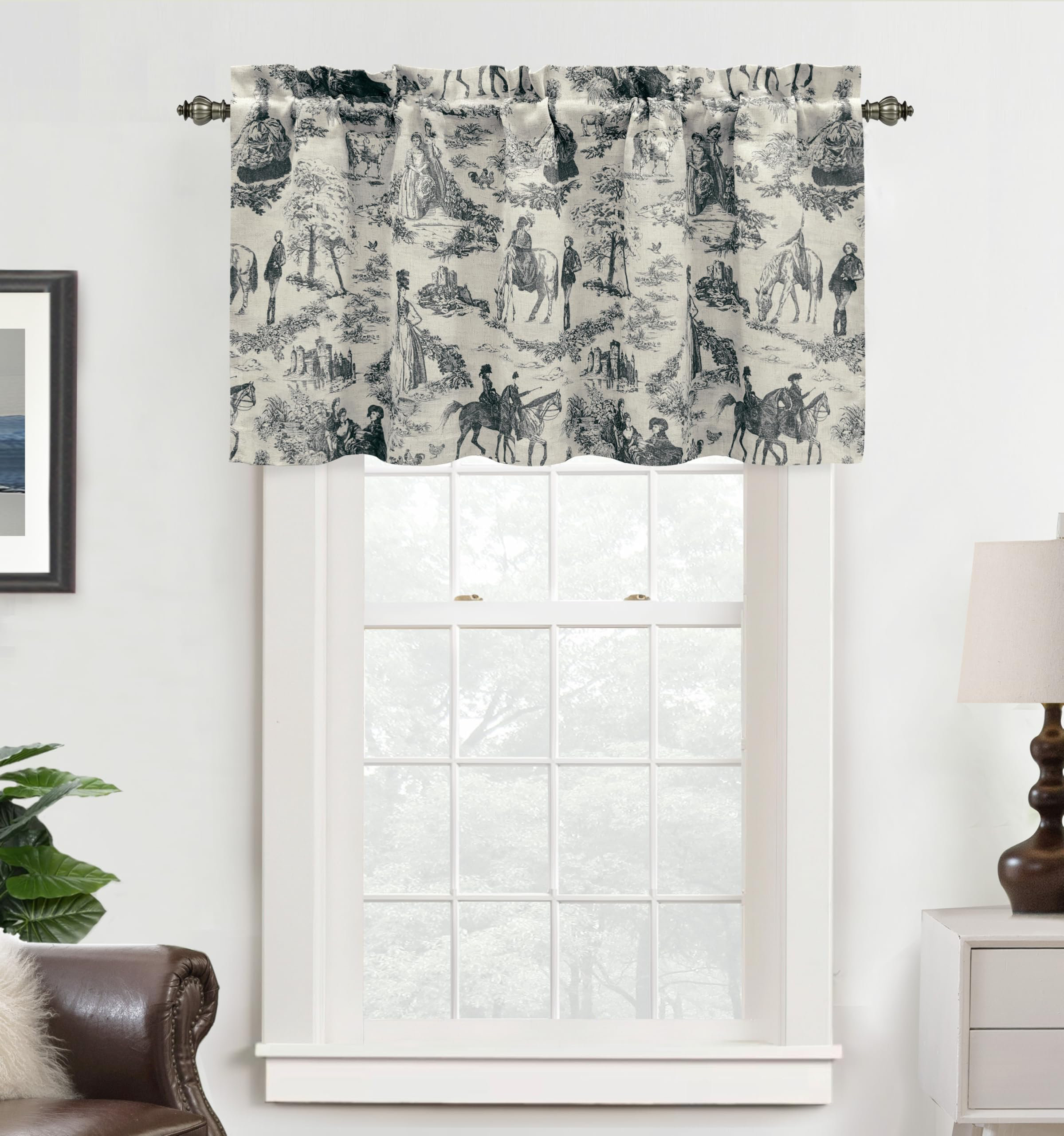 Loon Peak Toile Linen Lined Valance Double Layer Thermal Room Darkening ...