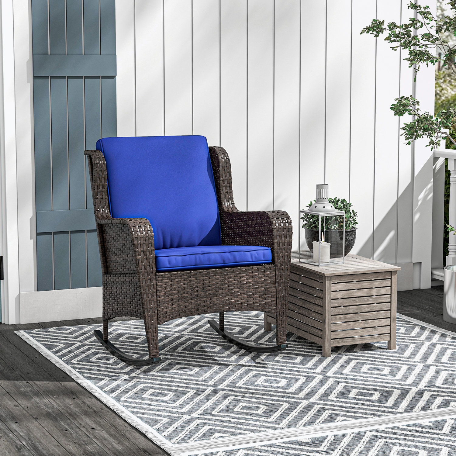 Red Barrel Studio® Roskop Wicker Outdoor Rocker Chair | Wayfair