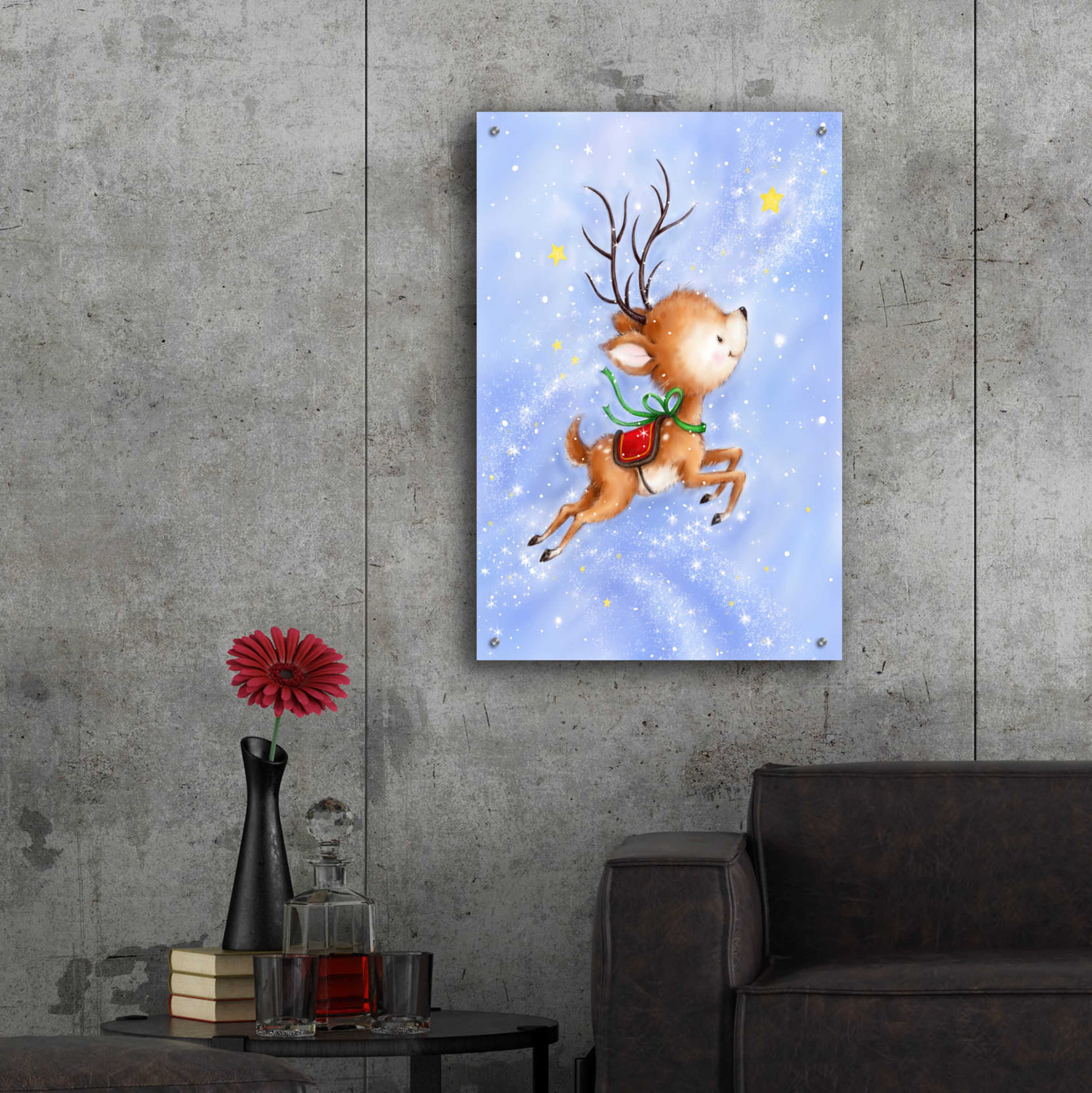 Red Barrel Studio® Flying Rudolph On Plastic / Acrylic by Makiko Print ...