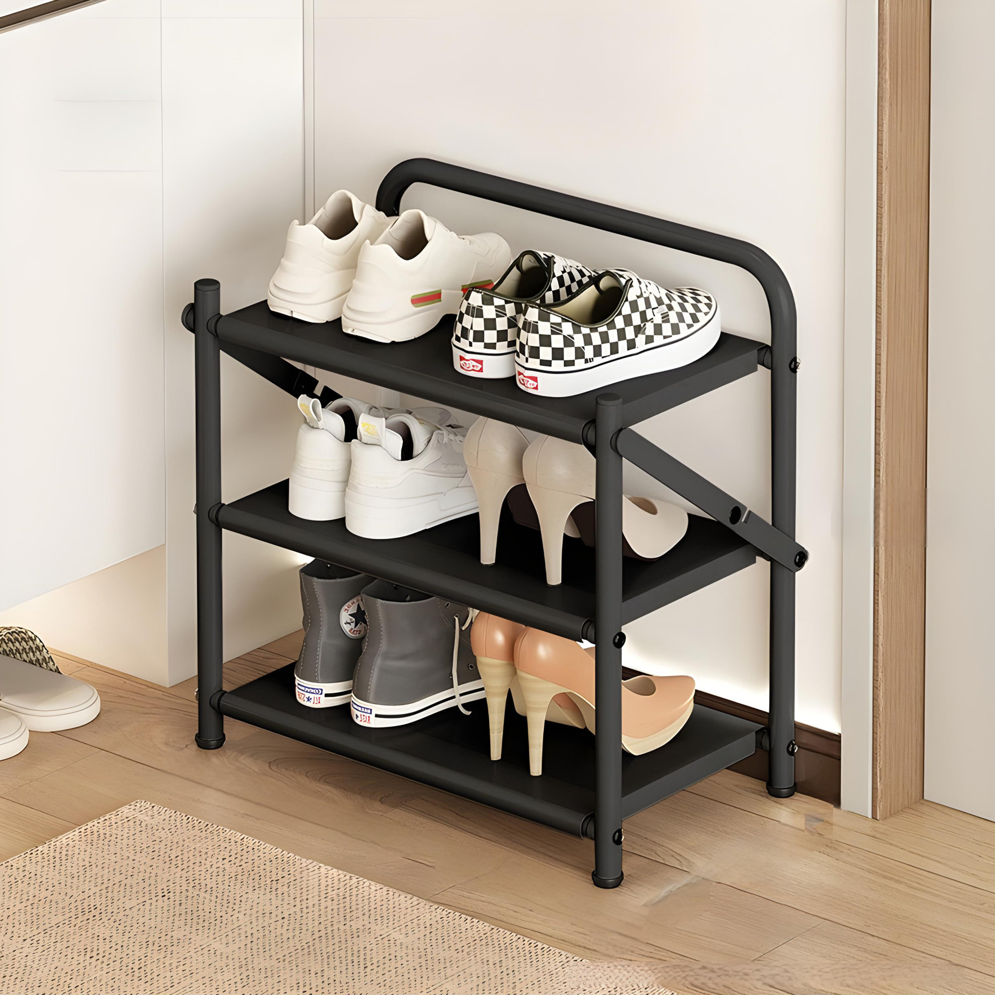Rebrilliant Pull-Out Shoe Rack - Foldable Dust-Proof Shoe Storage Shelf ...