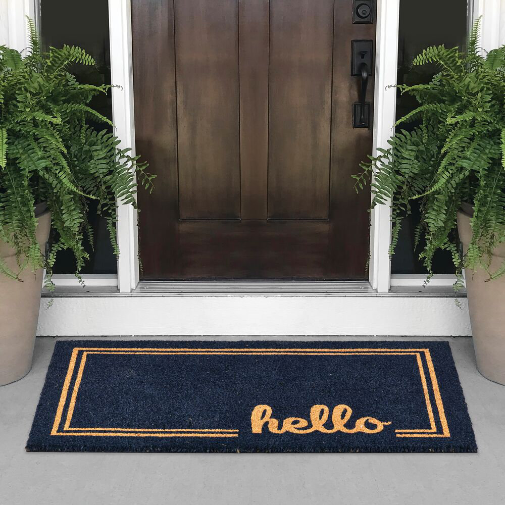 mDesign Entryway Doormat with Natural Fibers Decorative Script | Wayfair