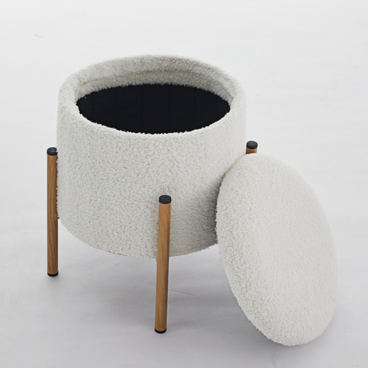 Ebern Designs Modern Round Storage Ottoman With Removable Lid And ...