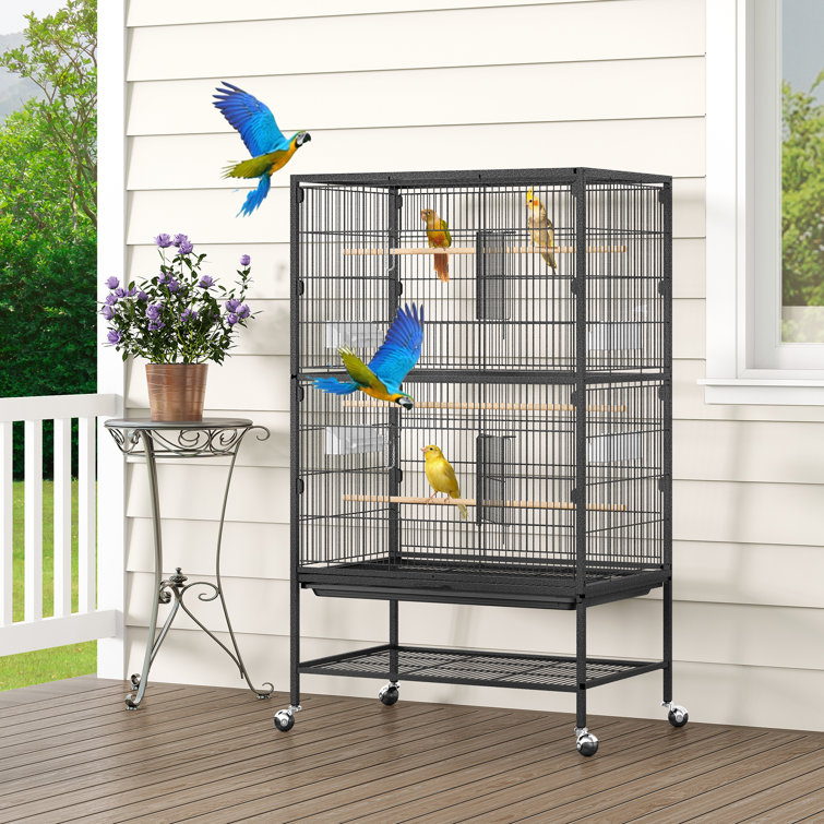 Archie & Oscar Wayland 132cm Flat Top Floor Bird Cage with Wheels ...