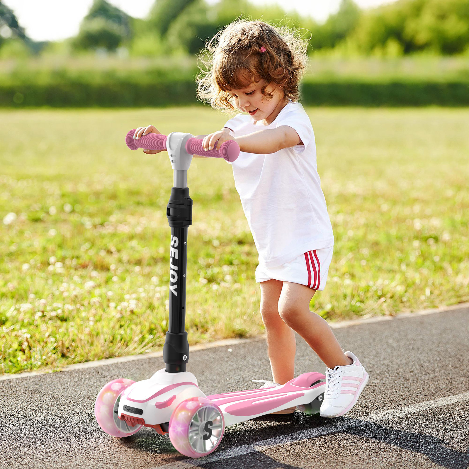 SEJOY Kick Scooter With Adjustable Handlebar And Safety Brake Device ...