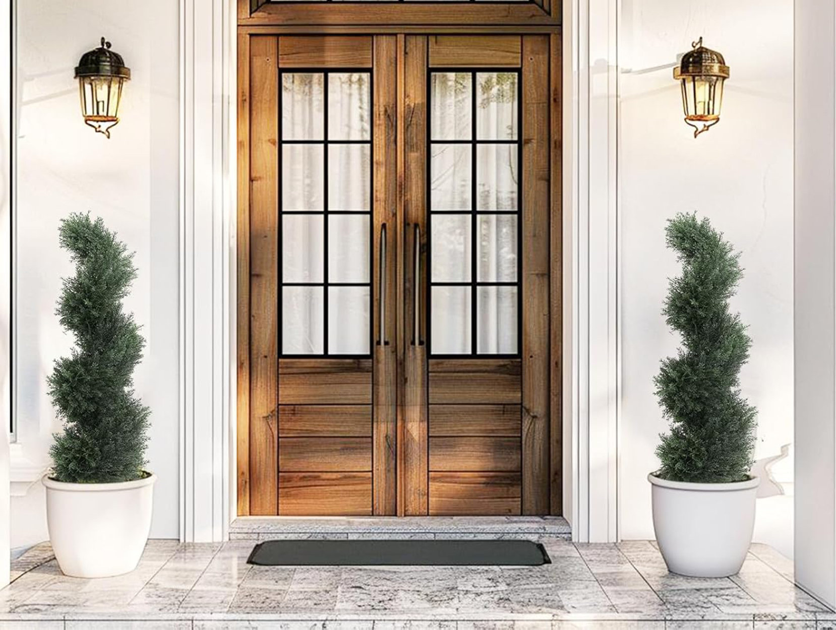 Primrue Outdoor Faux Cedar Spiral Topiary Trees,2 Pack | Wayfair