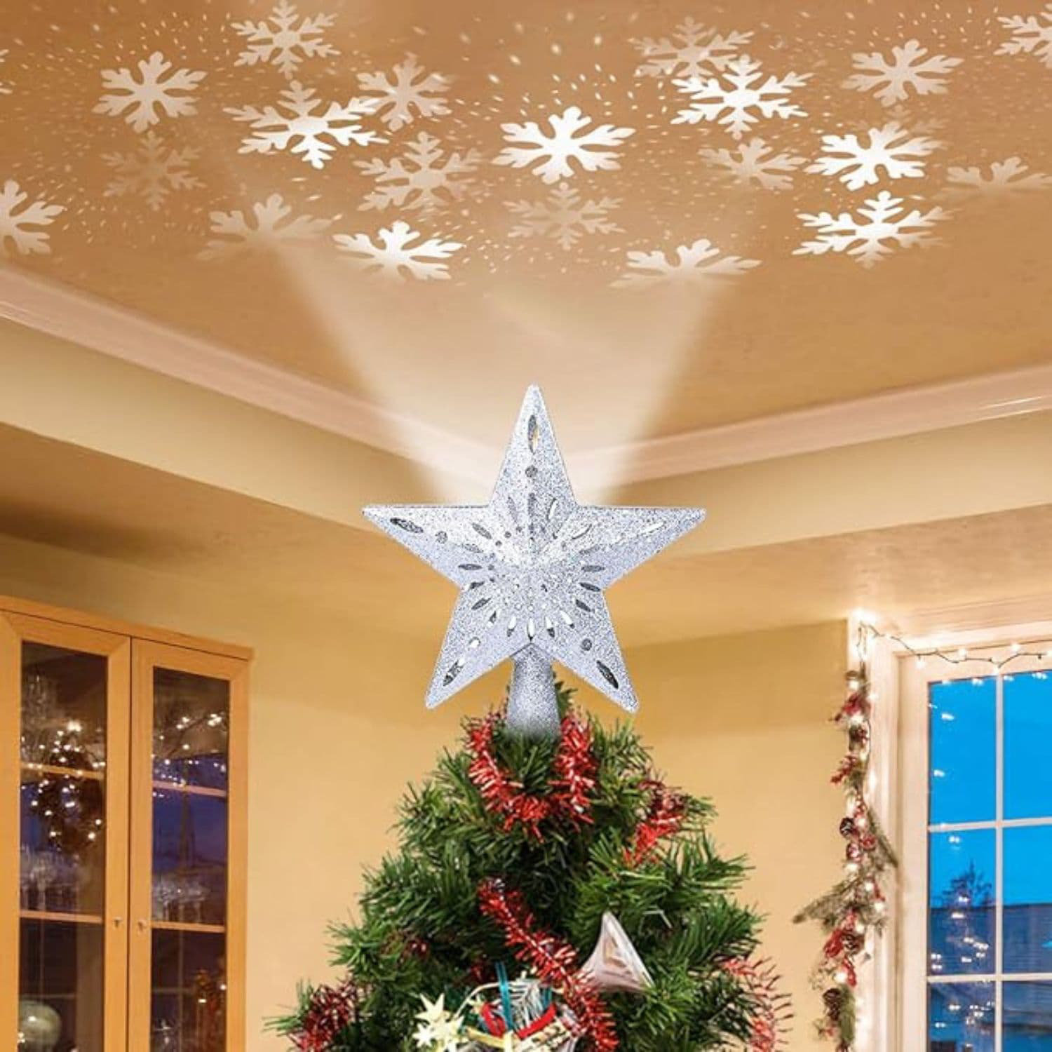 BOPWAY 3D Hollow Sparkling Star Tree Topper | Wayfair