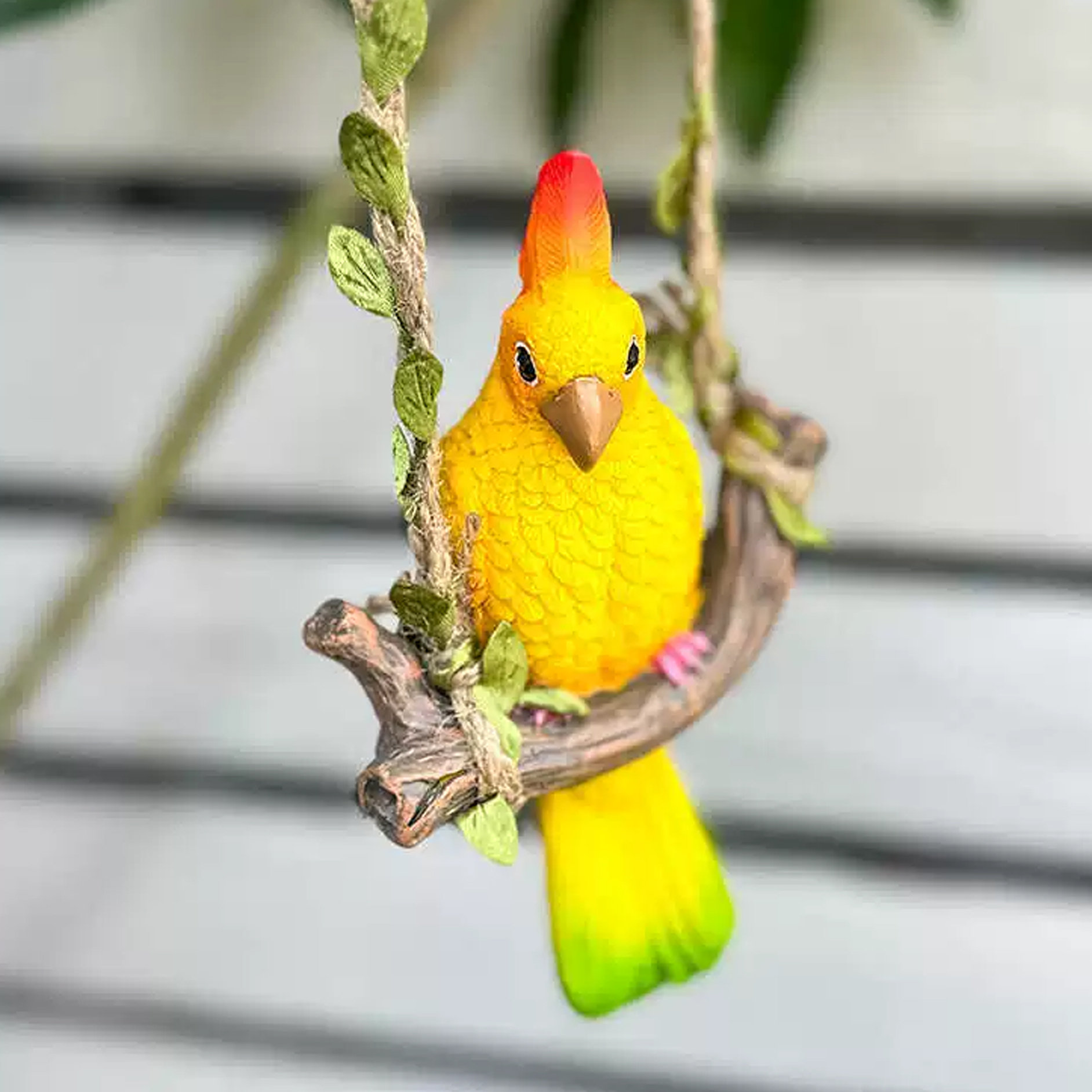 Bay Isle Home™ Resin Parrot Hanging Garden Decor Swing Figurine ...