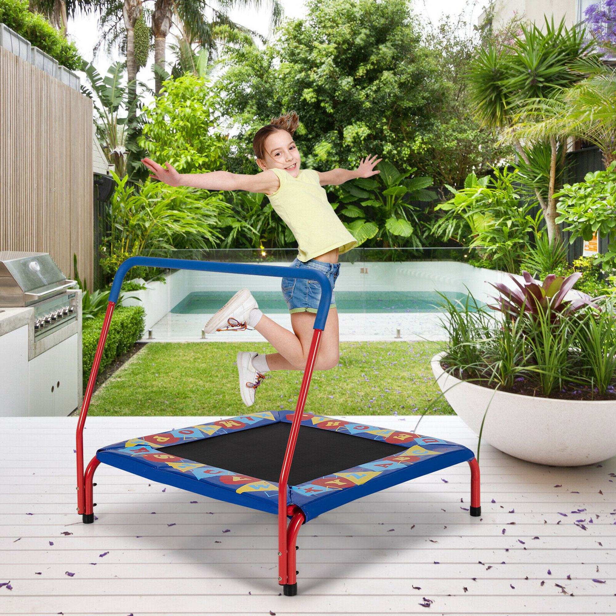 Gymax 36'' Kids Square Trampoline Indoor Outdoor Rebounder W/foam ...