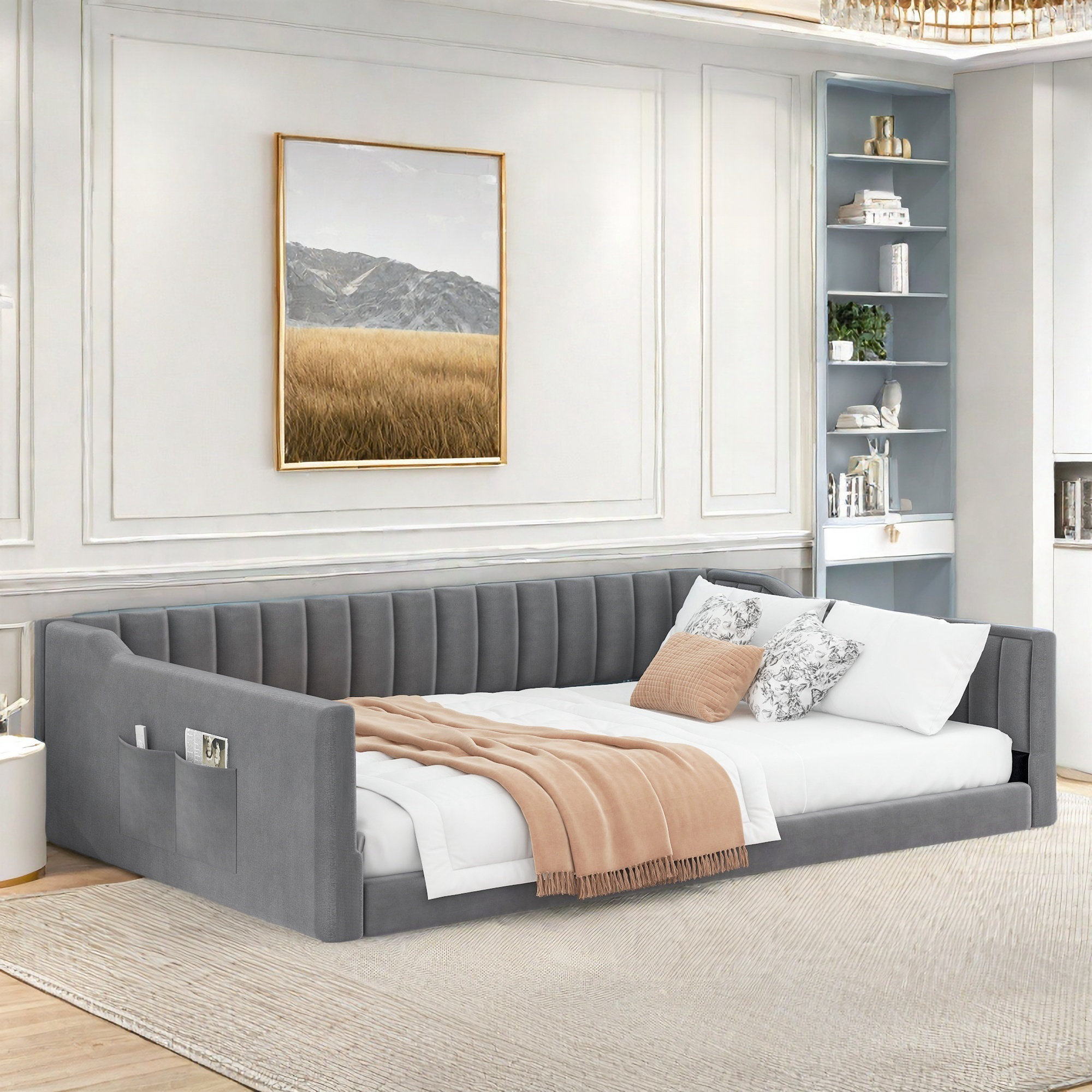 Latitude Run® Upholstery Daybed With Side Storage Pockets And Vertical ...