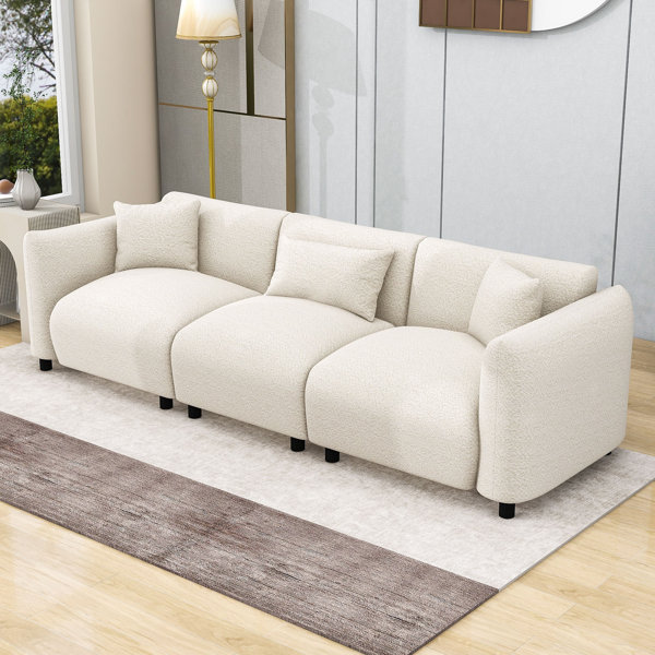 Latitude Run® Angelyssa Modern Couch 3-Seater Sofa with 3 Pillows for ...