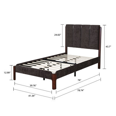 Latitude Run® Twin Solid Wood Upholstered Low Profile Platform Bed ...