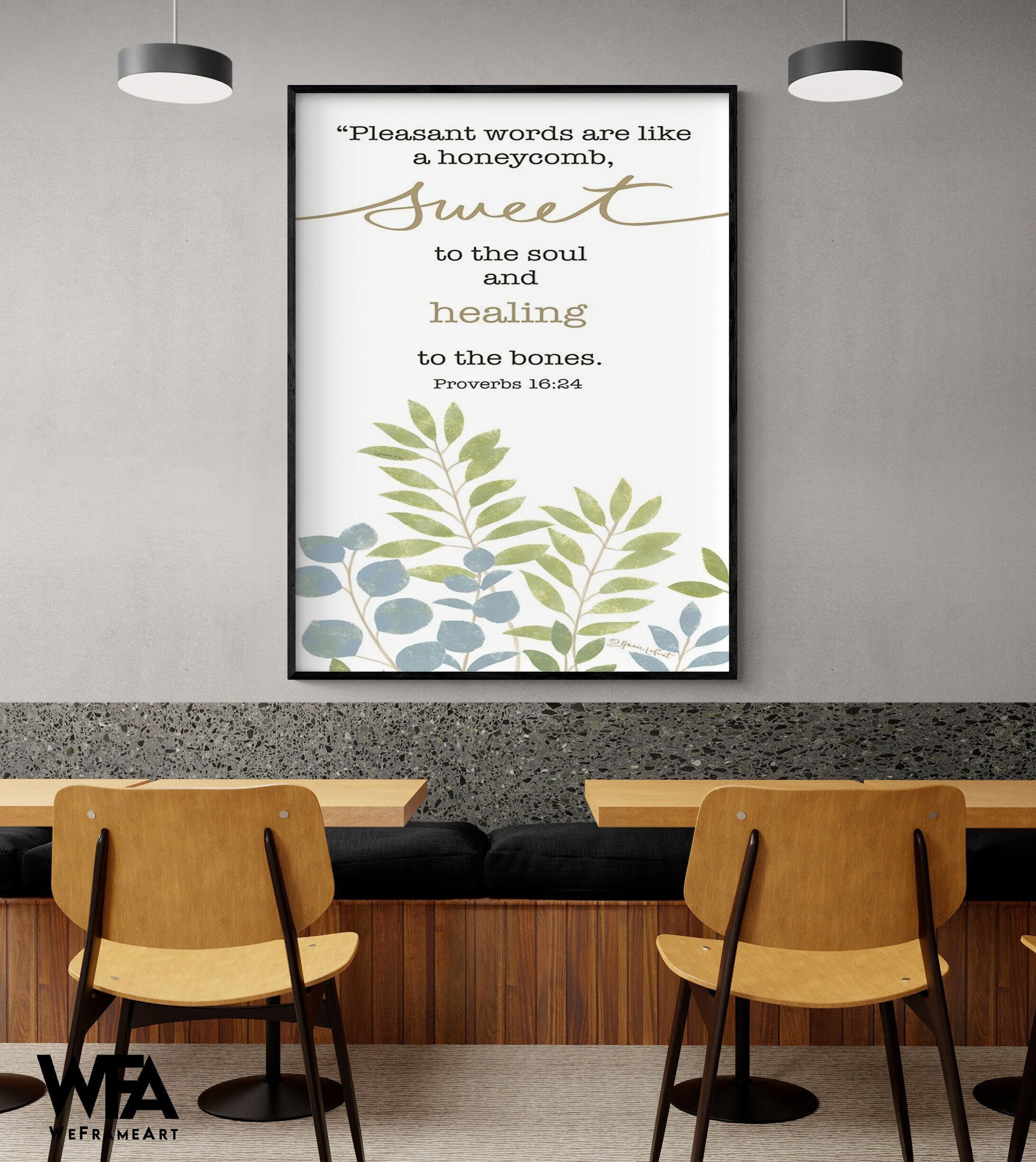 WeFrameArt Sweet To The Soul, Floral Biblical Proverbs 16:24 Wall Decor ...