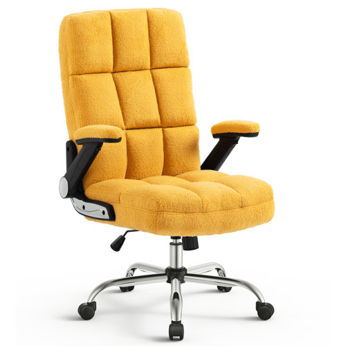 Inbox Zero Ergonomic Office Chair Velvet and Teddy Fleece Fabric ...