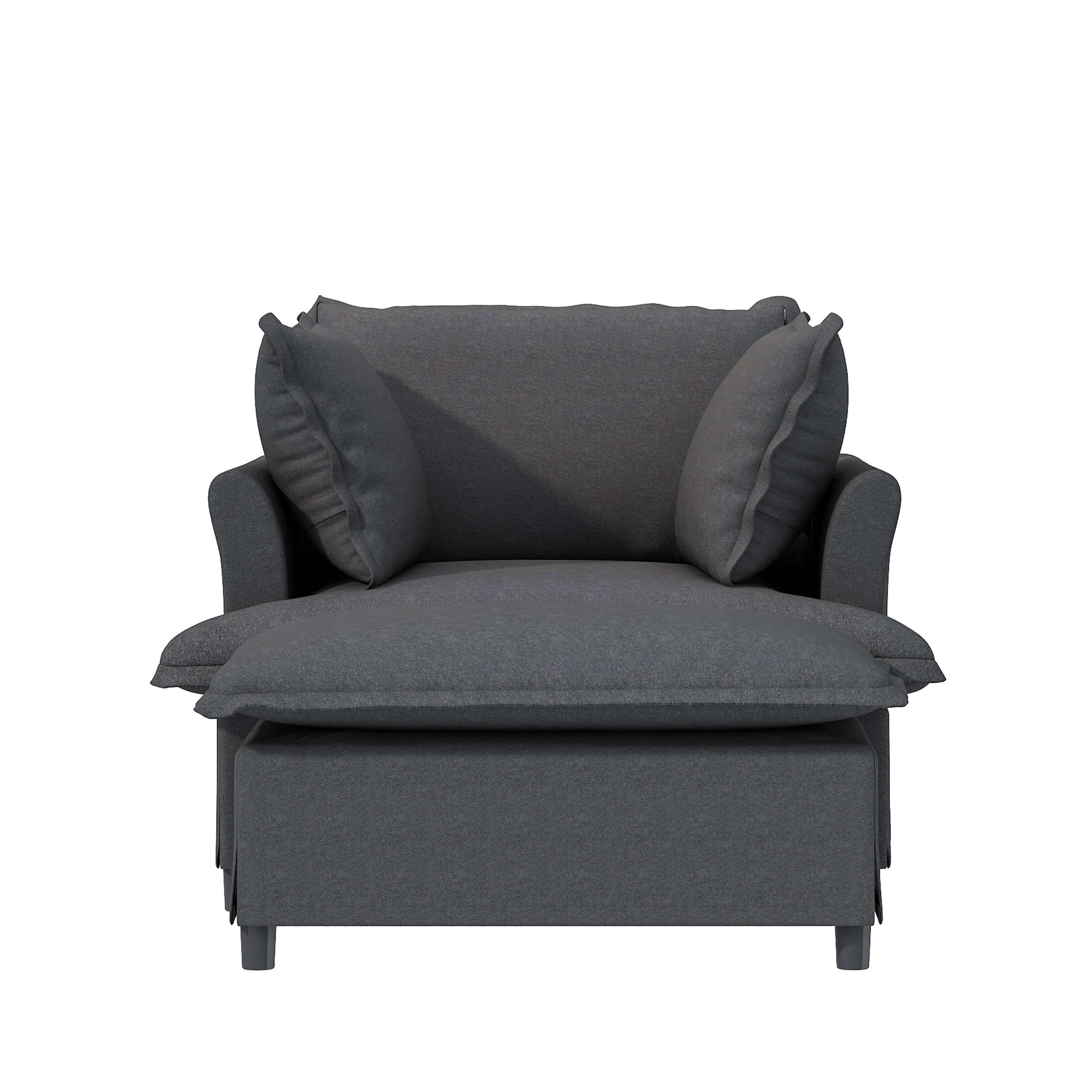 SHANRUGUOJI Oversized Chaise Lounge Indoor,Chenille Single Sofa Bed ...