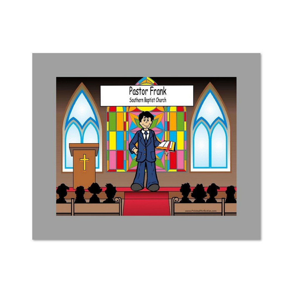 Printed Perfection Personalized Pastor Male Caricature with a Mat ...