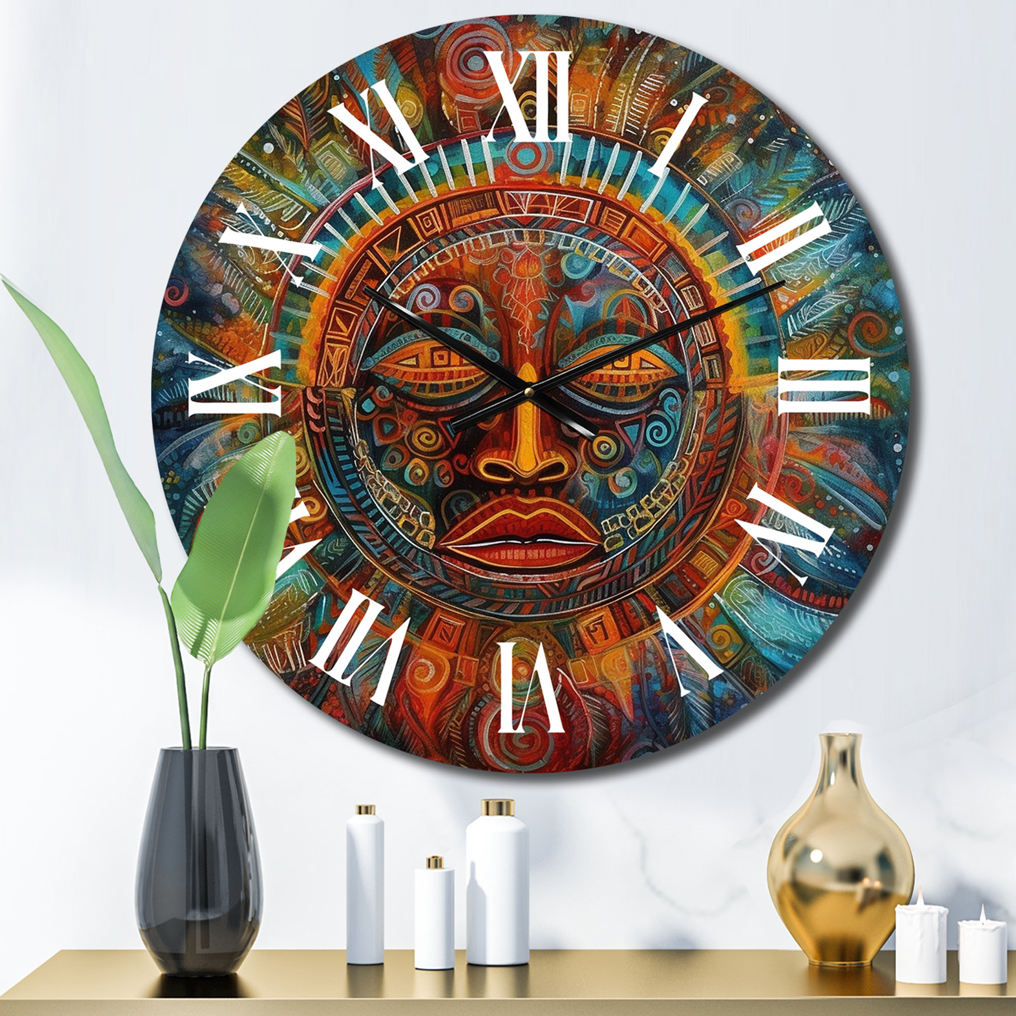 Design Art Abstract Spiritual Shamanic Art Wall Clock | Wayfair