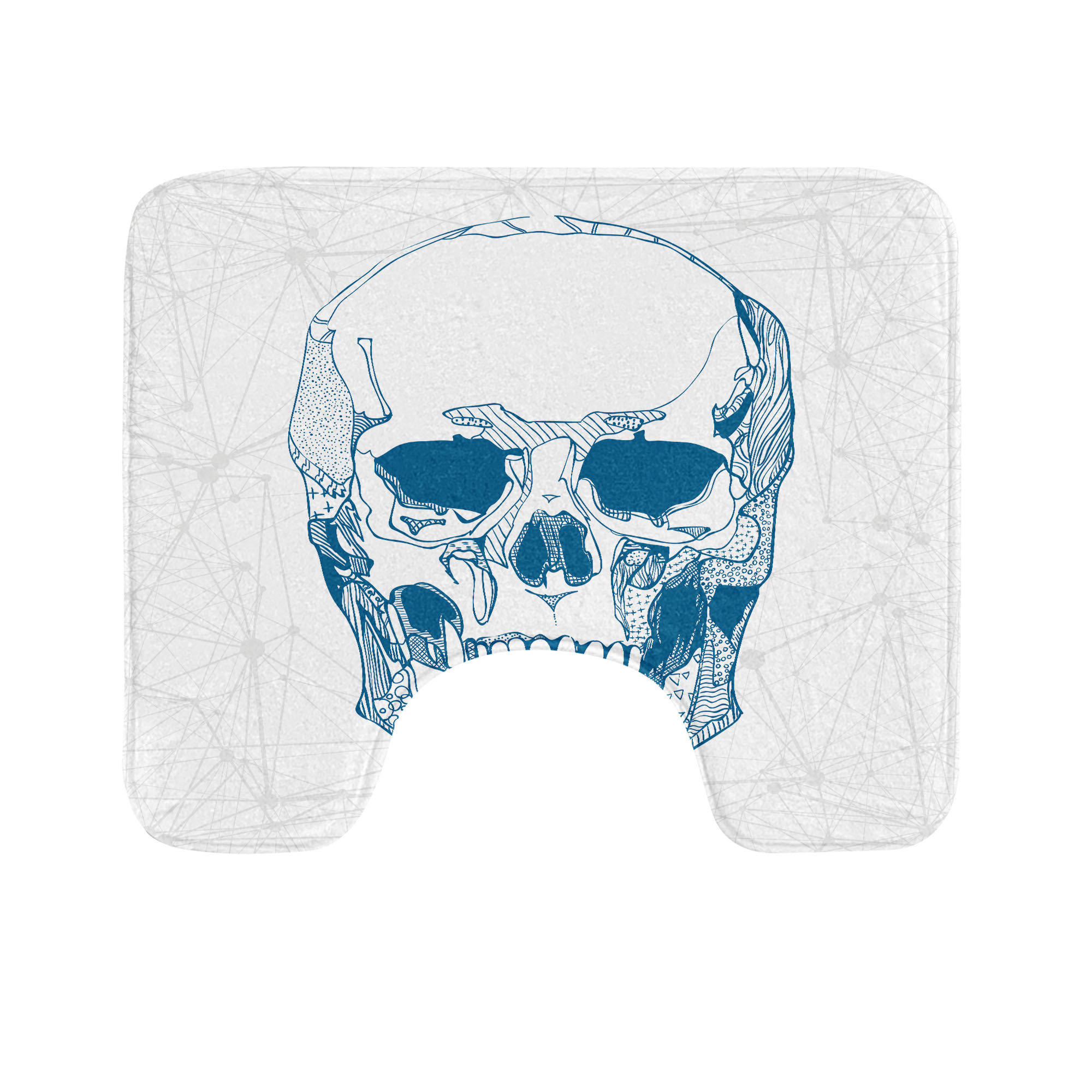 Dakota Fields Skull Toilet Mat U-Shape Bathroom Rug 20" Blue White ...