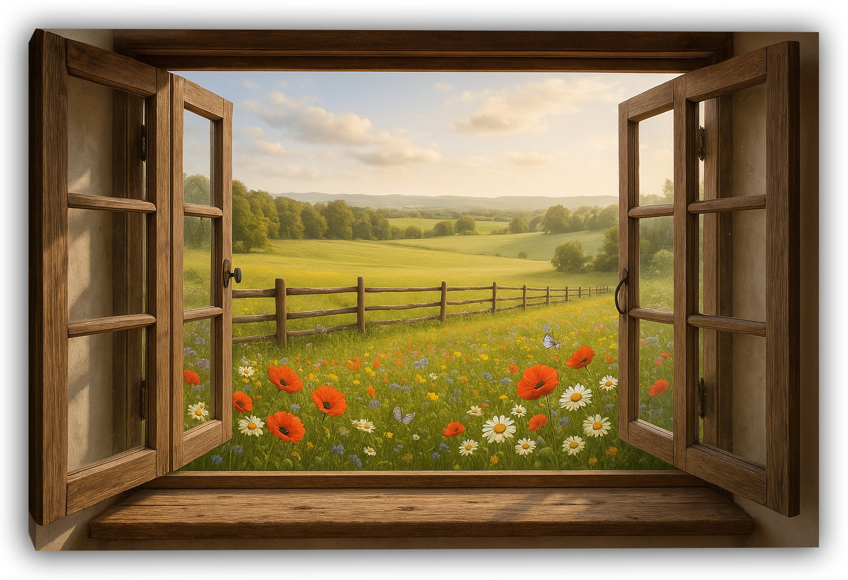 August Grove® Wildflower Serenity – Peaceful Country Window Scene | Wayfair