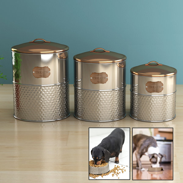 NU Steel Hammered Jumbo Pet 3 Piece Food Storage Container Set ...