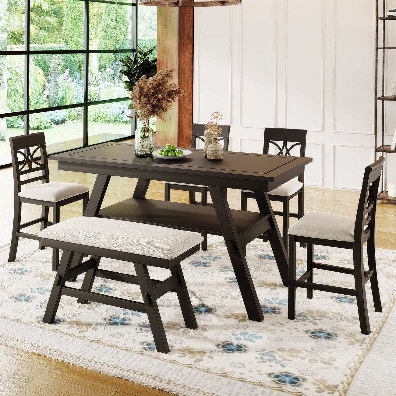 Winston Porter Dining Set with Bench Dining Table with Bench Farmhouse ...