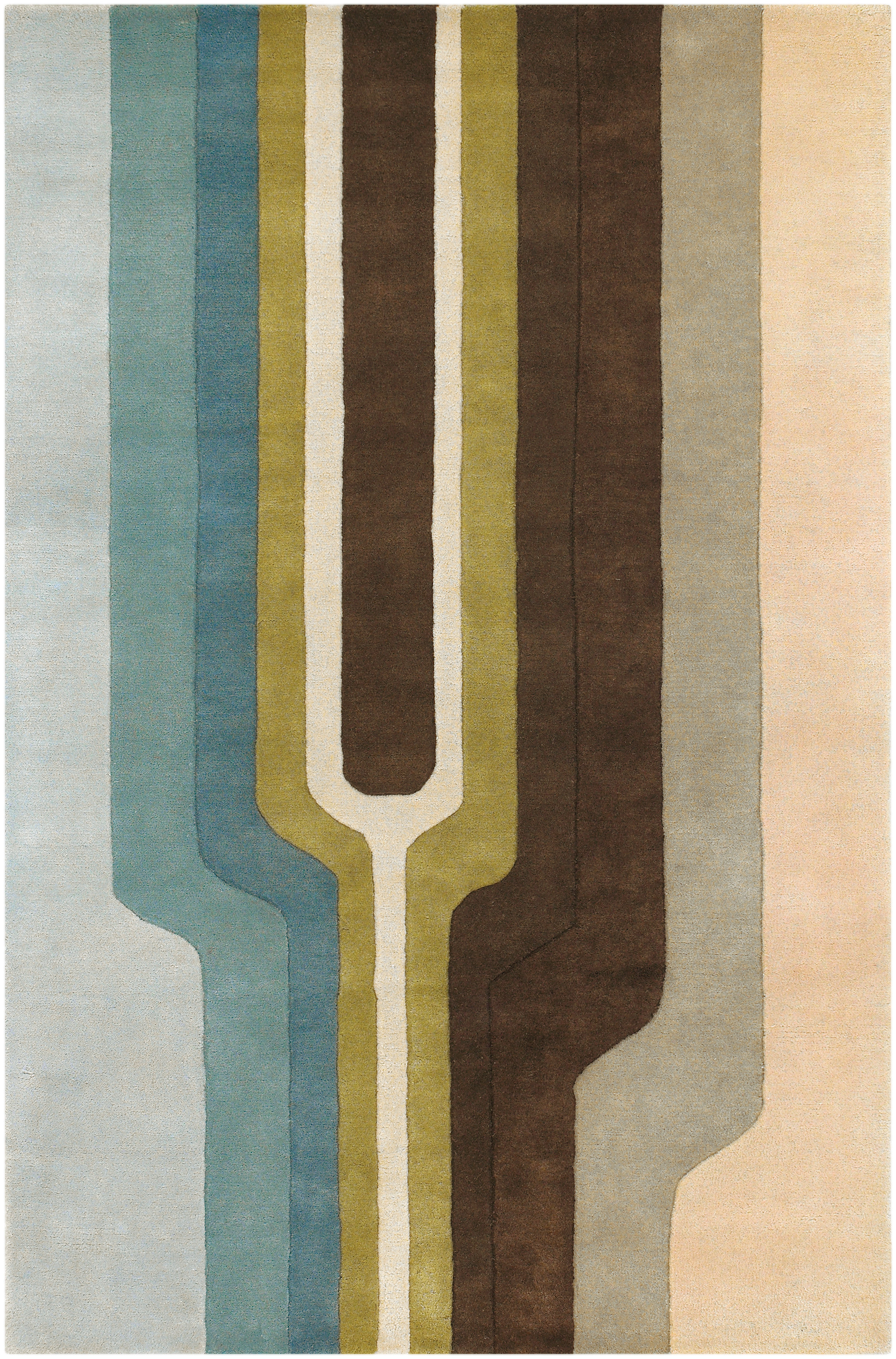 Wade Logan® Geometric Handmade Tufted Wool Green/Brown Area Rug | Wayfair