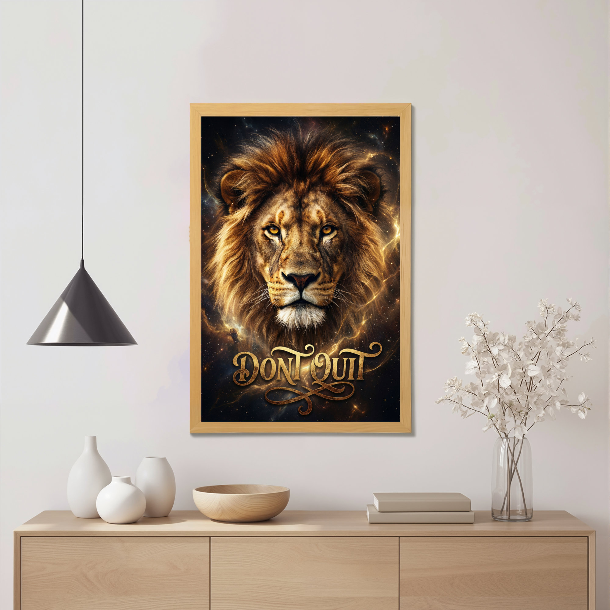 Winston Porter Lion Portrait With Don't Quit Text Canvas Wrapped Wall ...