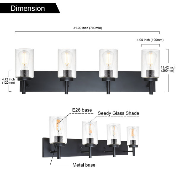 Breakwater Bay 4 Light Chrome Wall Light, Bathroom Over Mirror Light ...