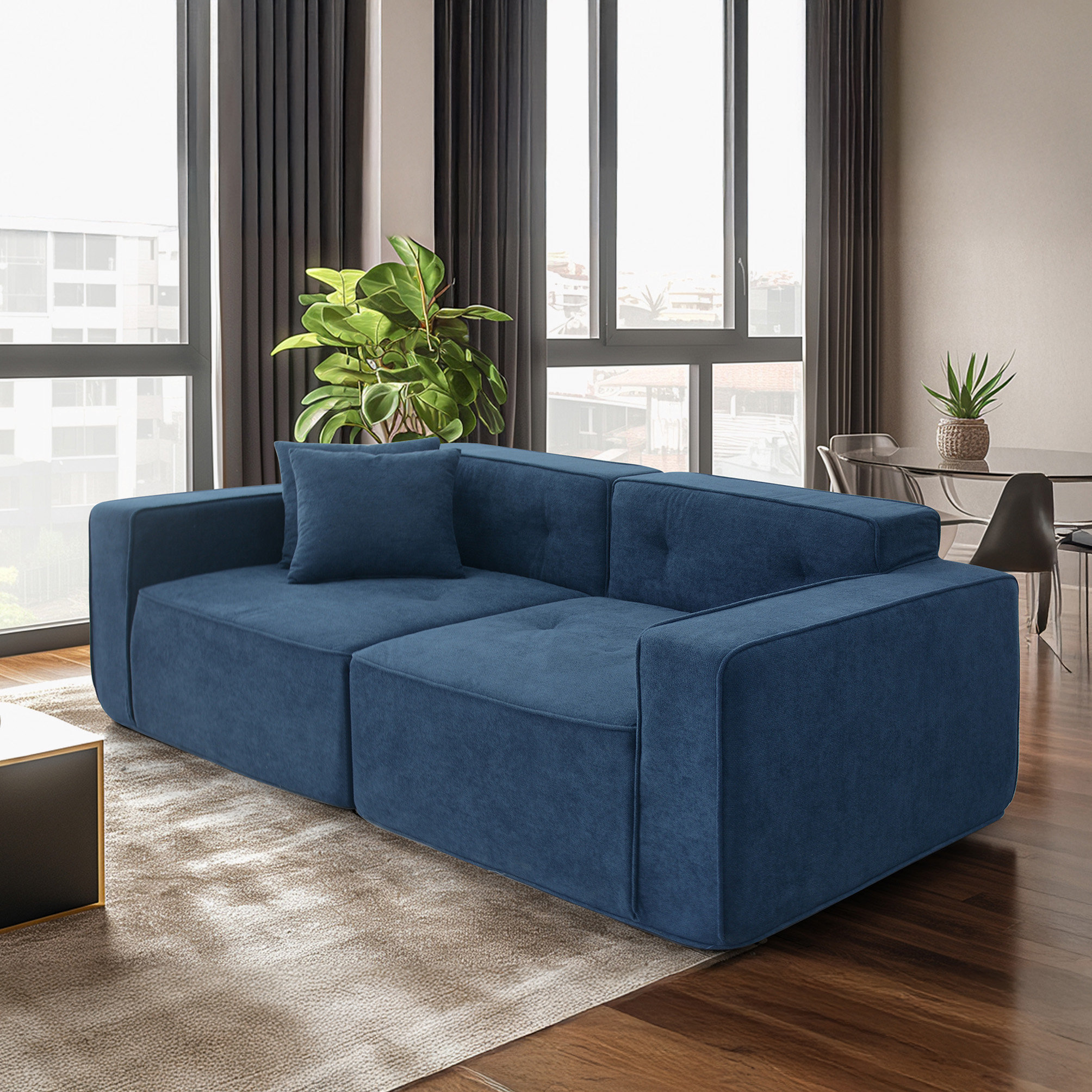 House of Hampton® Teddy Velvet Sofa,Full foam 3 seat compression sofa ...