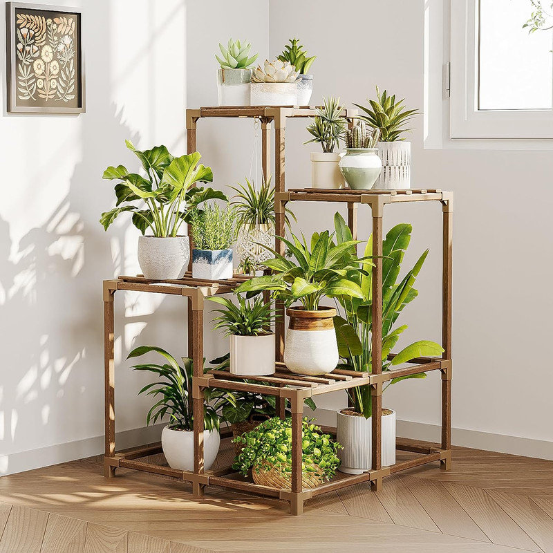 Arlmont & Co. Corner Plant Stand Indoor Outdoor Plant Shelf ,Small ...