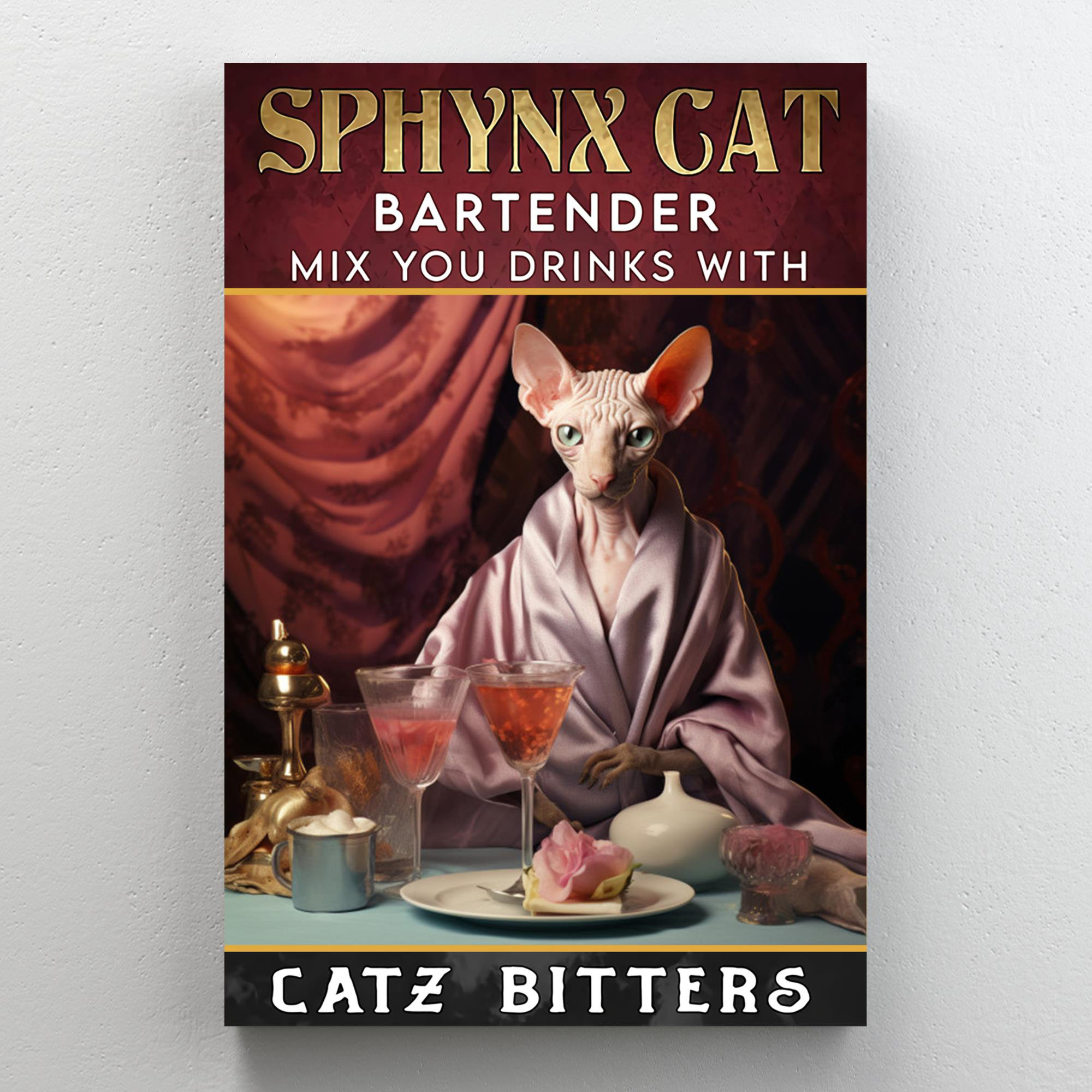 Trinx Sphynx Cat Bartender - 1 Piece Rectangle Graphic Art Print On ...