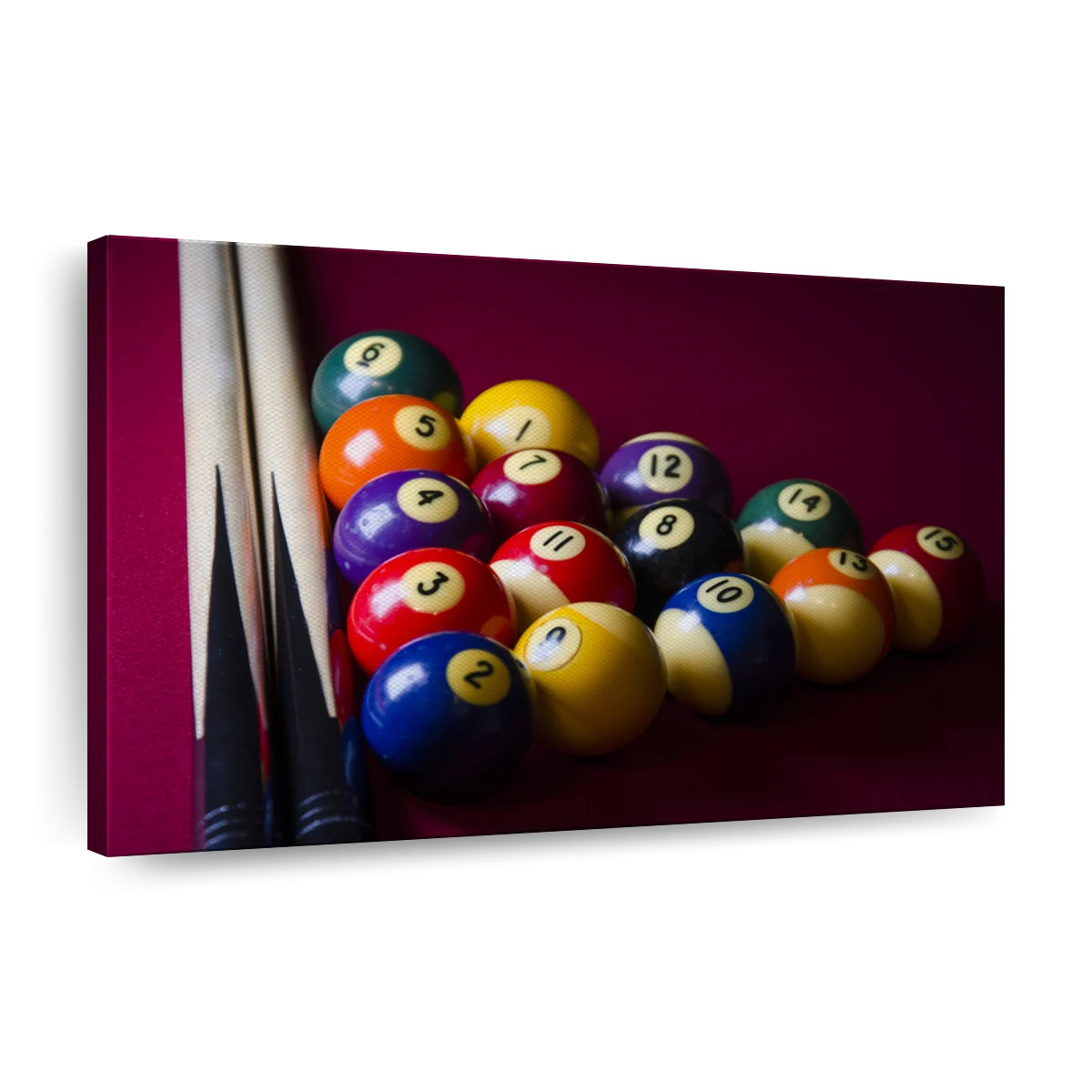 Ebern Designs Red Pool Table Canvas Print | Wayfair