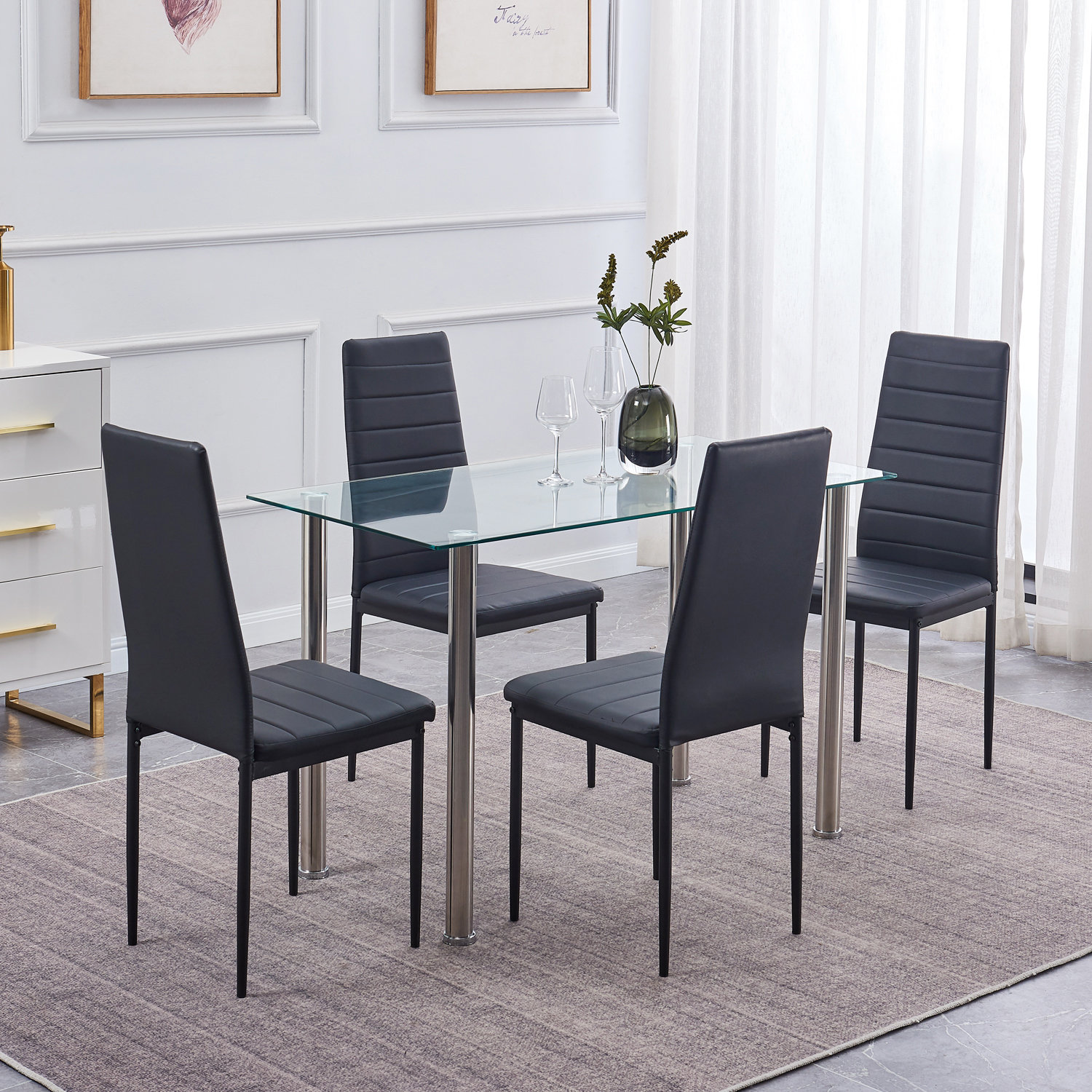 Ebern Designs Dining Table Set For 4, Ebern Designs 5 Piece Kitchen ...