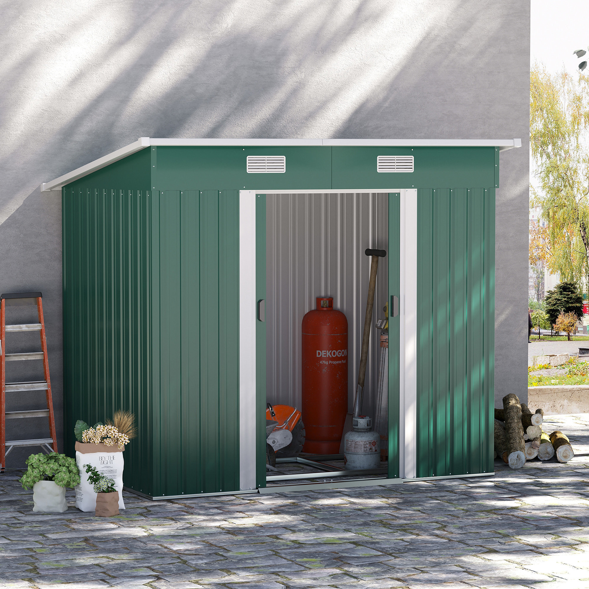 Outsunny 7' X 4' Metal Patio Storage Shed Garden Lockable Shed Tool ...