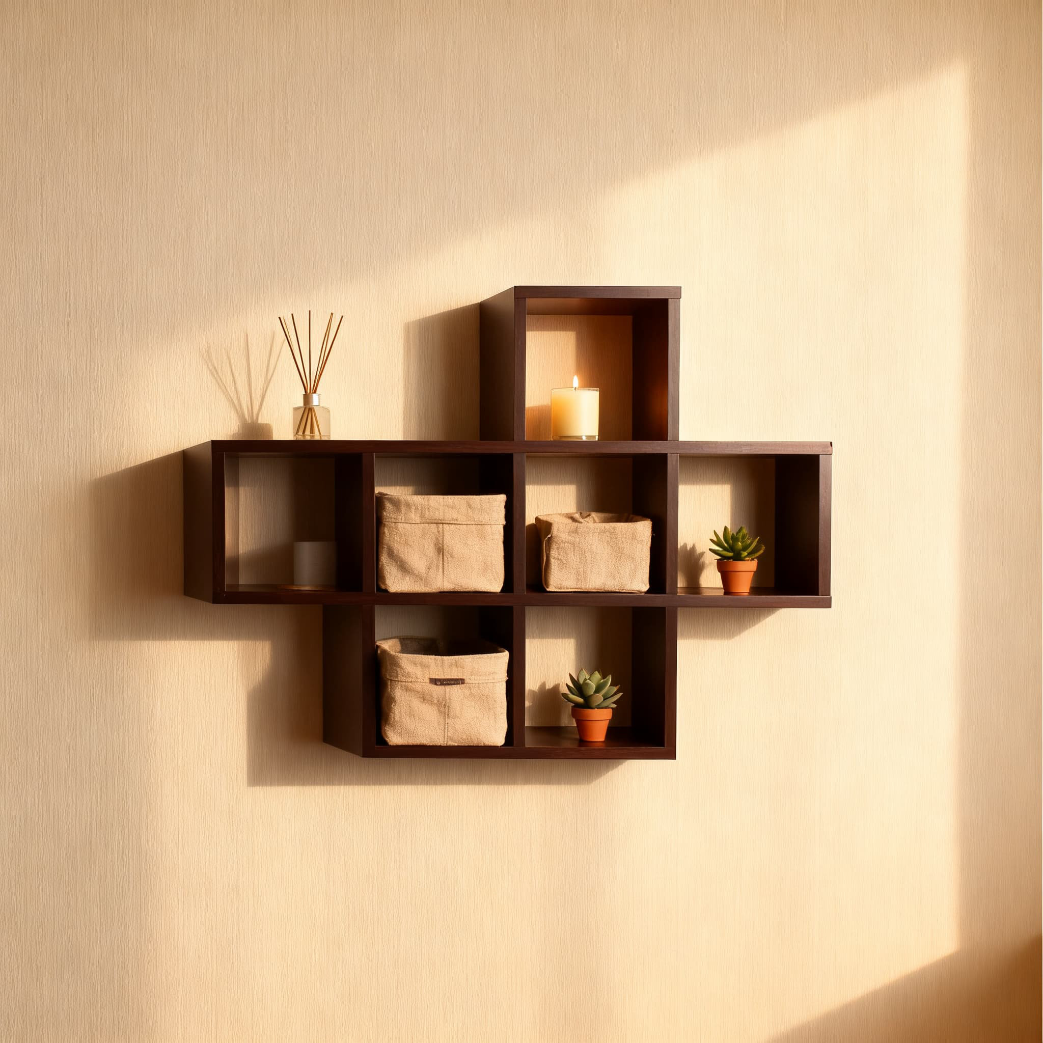 Corrigan Studio® Cubby Shelving Unit With Walnut Finish, Functional ...