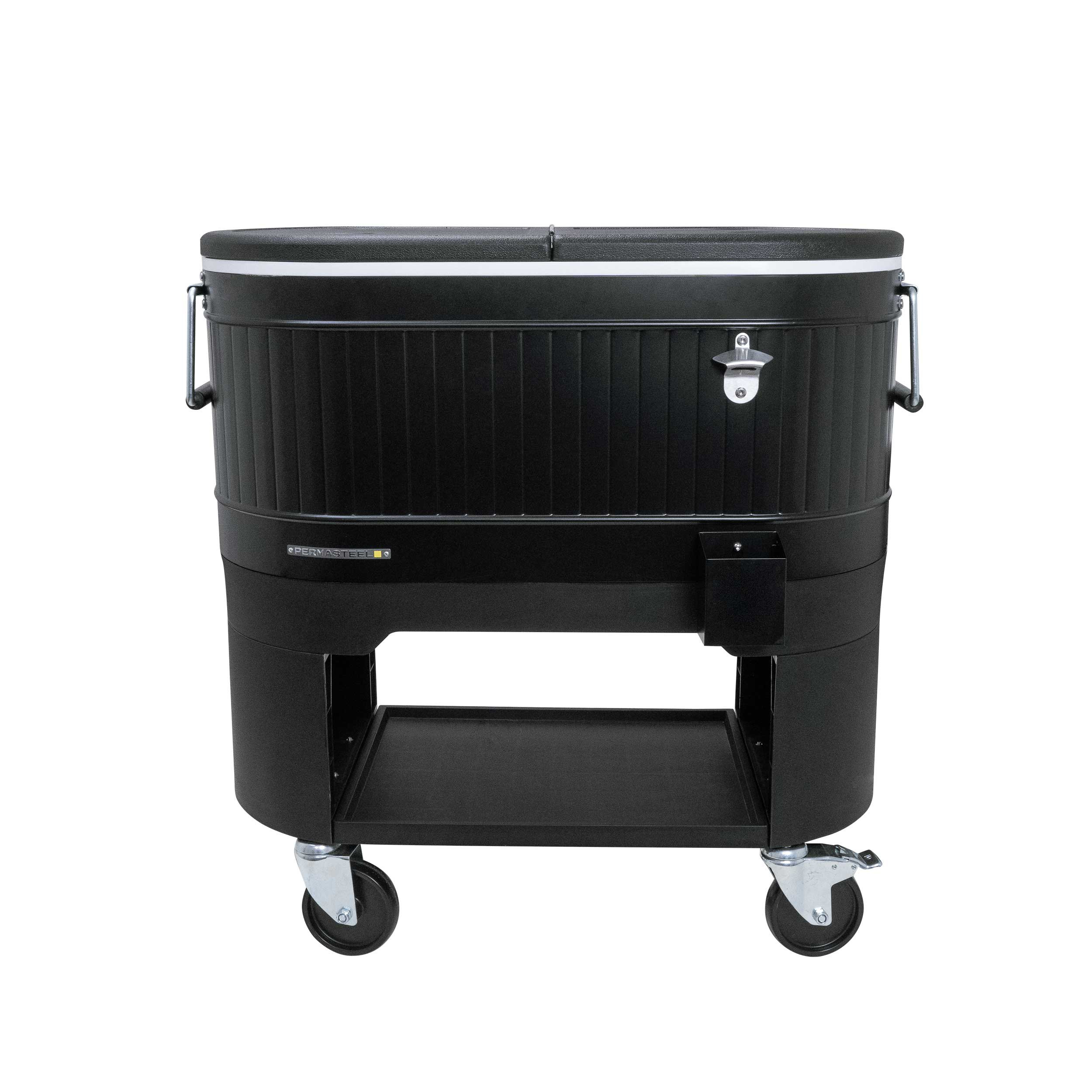 Permasteel 120-Qt Large Outdoor Cooler Cart on Wheels, Rolling Patio ...