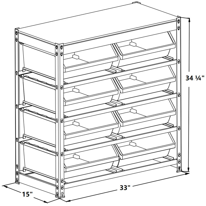 Rebrilliant Junko 33 W x 15 D x 36 H Garage Storage Bin Rack System ...