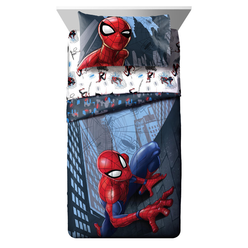 Marvel Spiderman Crawl 4 Piece Twin Bed Set & Reviews | Wayfair