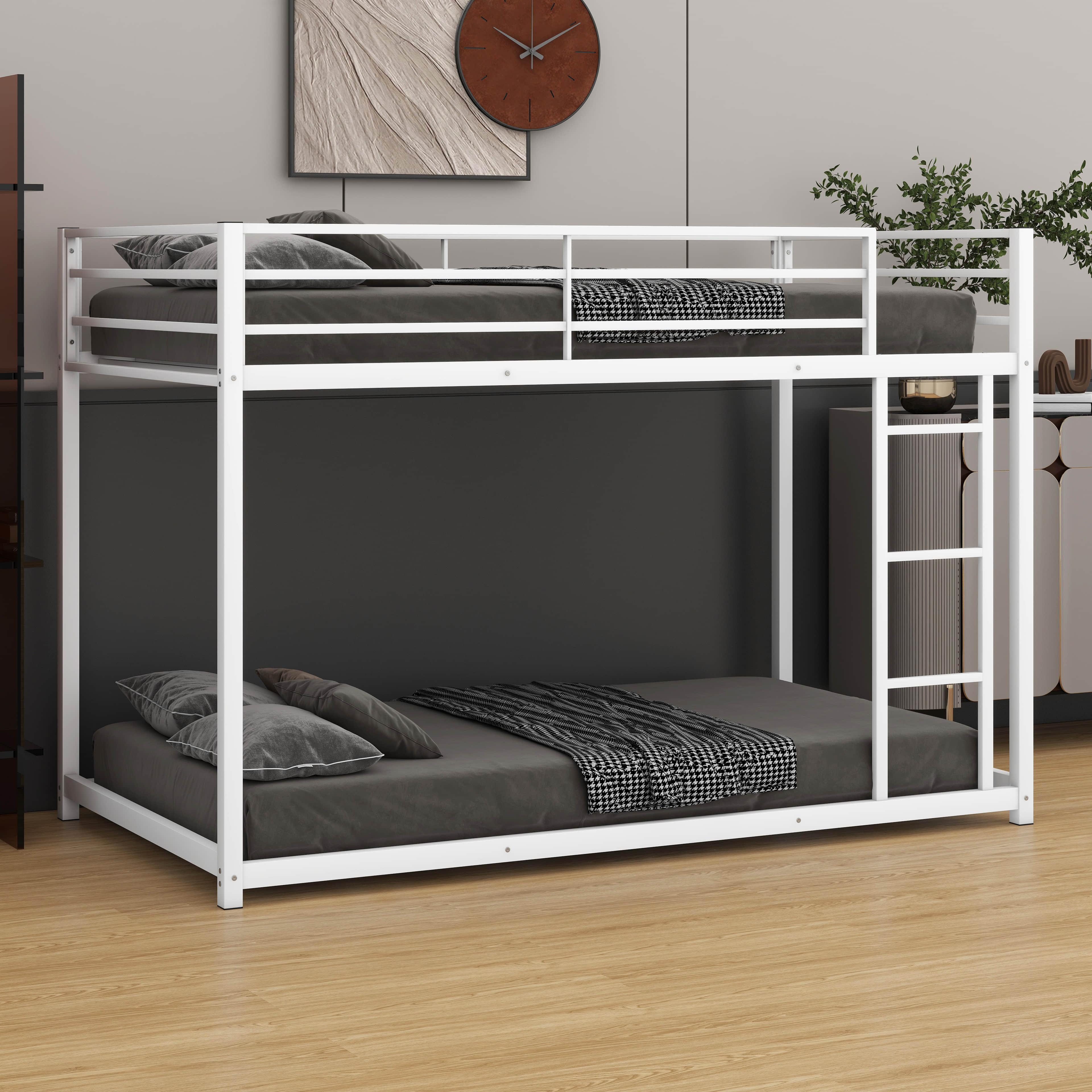 Wrought Studio Metal Bunk Bed Twin Over Twin, Low Profile Bunk Bed ...