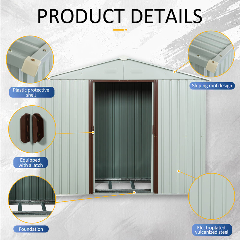 HOA.WWC 8x4 Metal Outdoor Storage Shed White | Wayfair