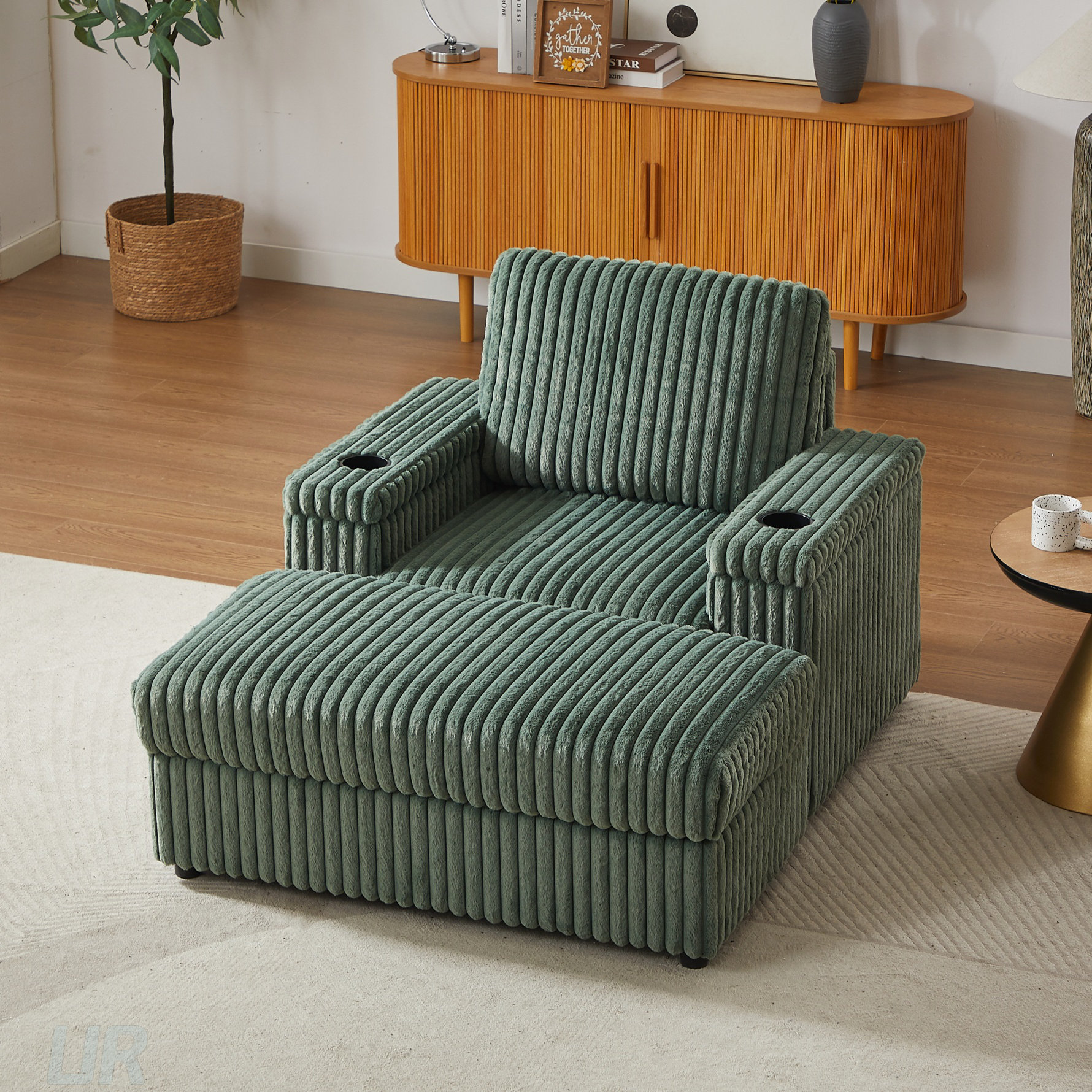 Latitude Run® 42.5-Inch Corduroy Single Recliner With Storage, Cup ...