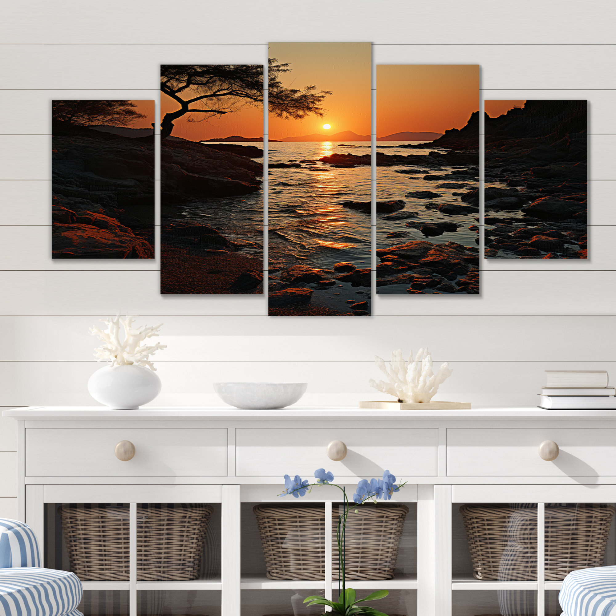 Highland Dunes Coastal Tree Silhouette - Landscapes Wall Art Print - 5 ...