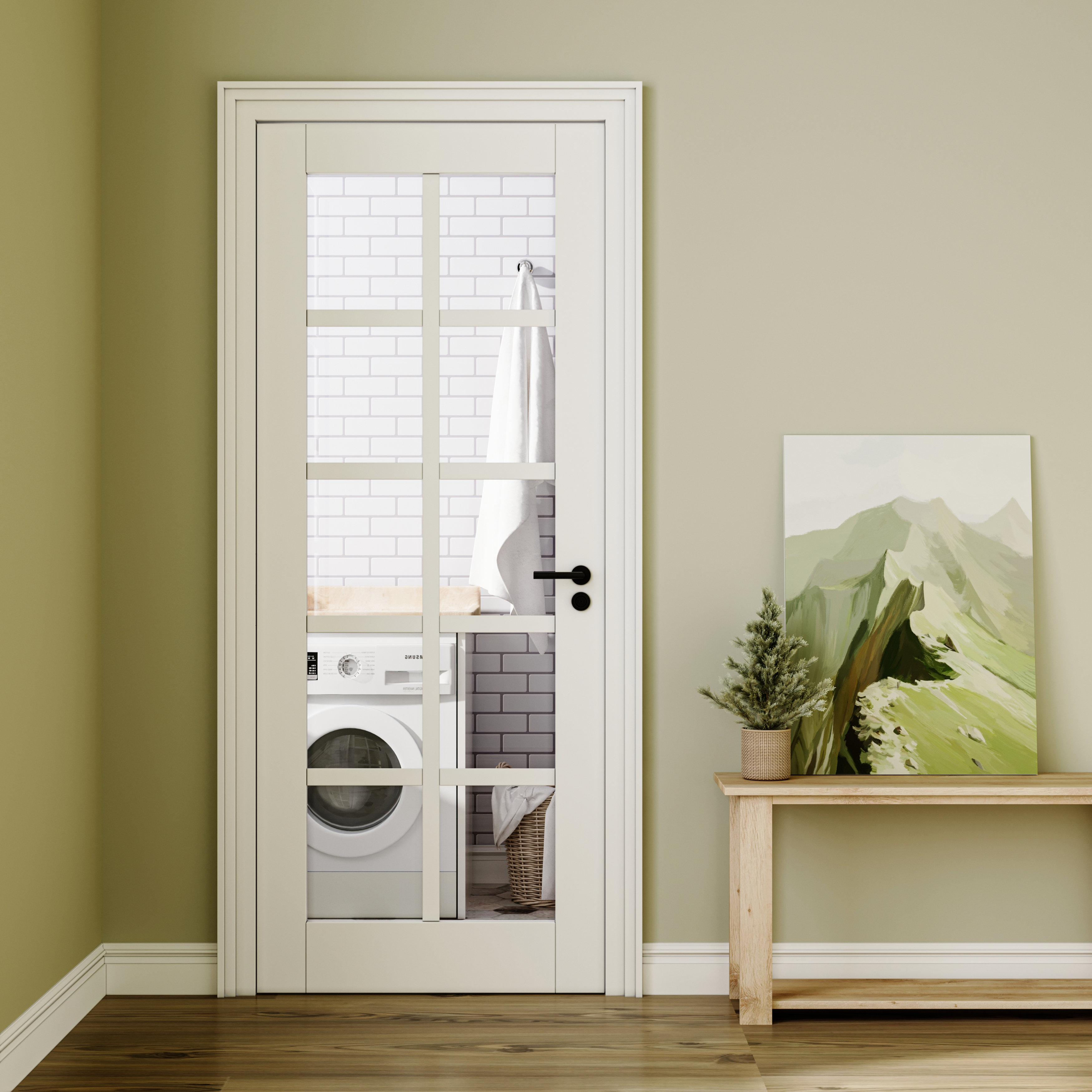 ARK DESIGN Interior Clear Glass Door 10 Lite Primed Pantry Door Slab ...