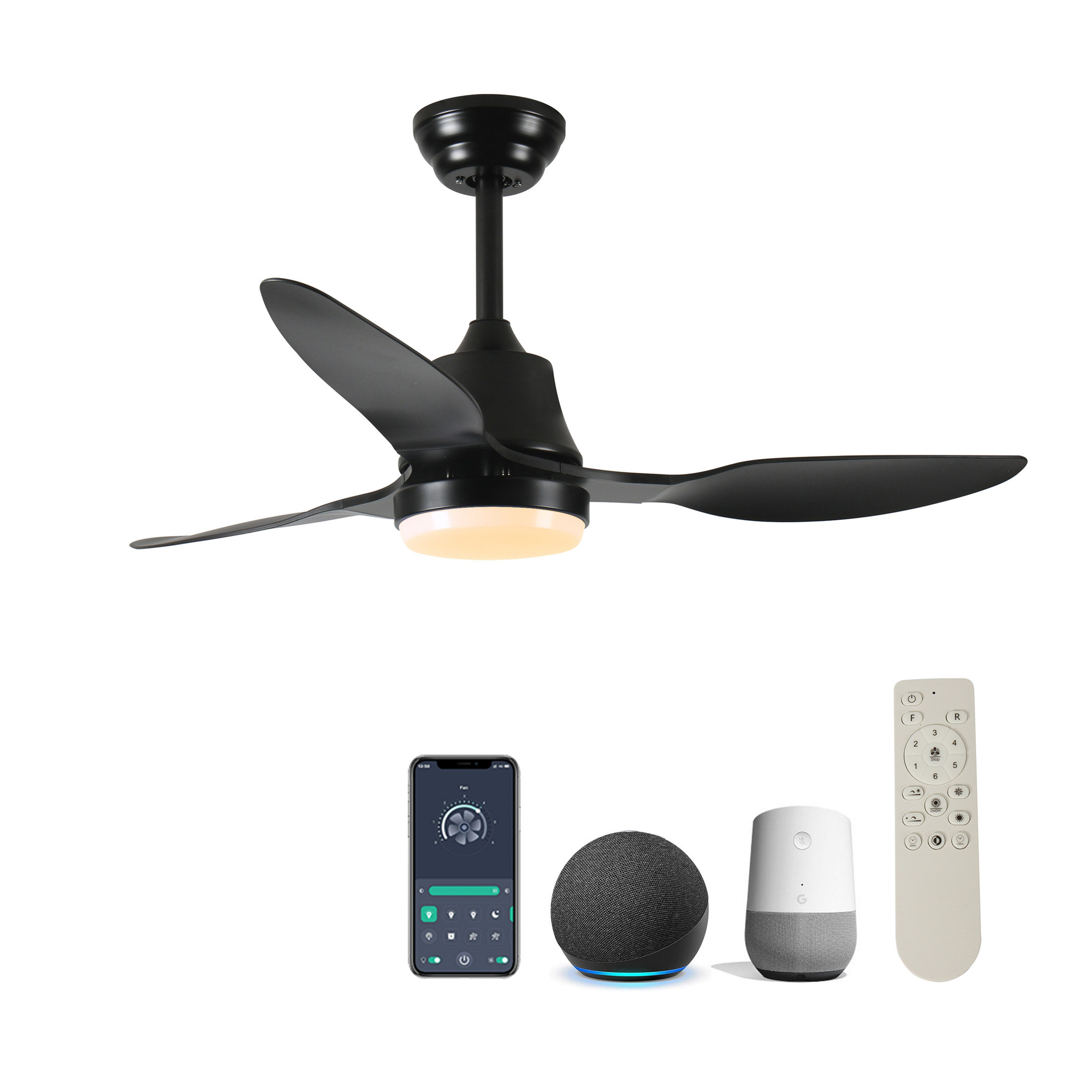 Wrought Studio™ 42" Smart Ceiling Fan With Lights Remote,Silent DC ...